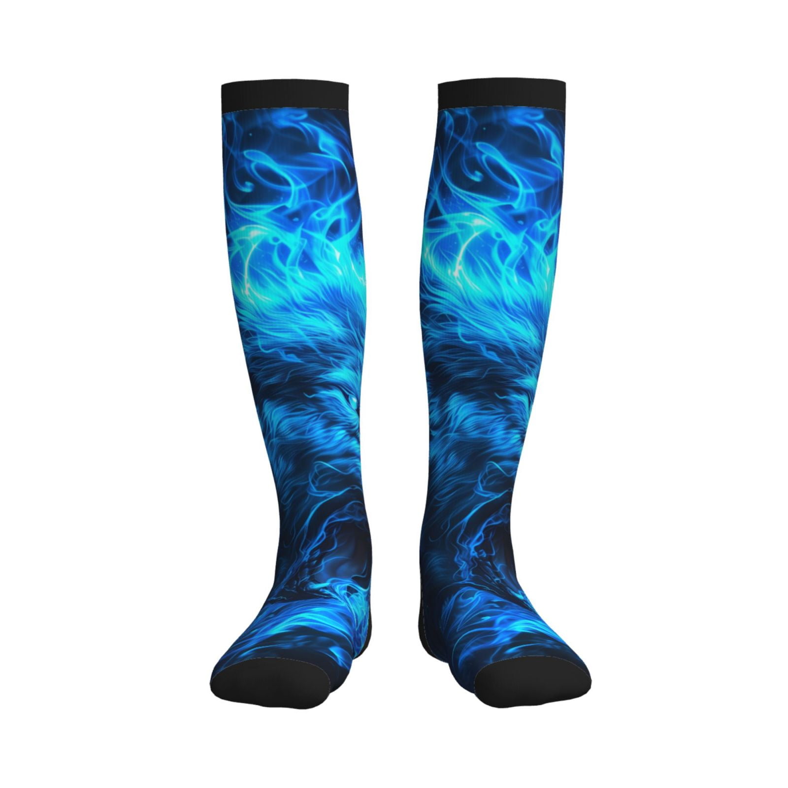 Bixox Blue Fire Wolf Print Compression Socks,Compression Socks Women ...