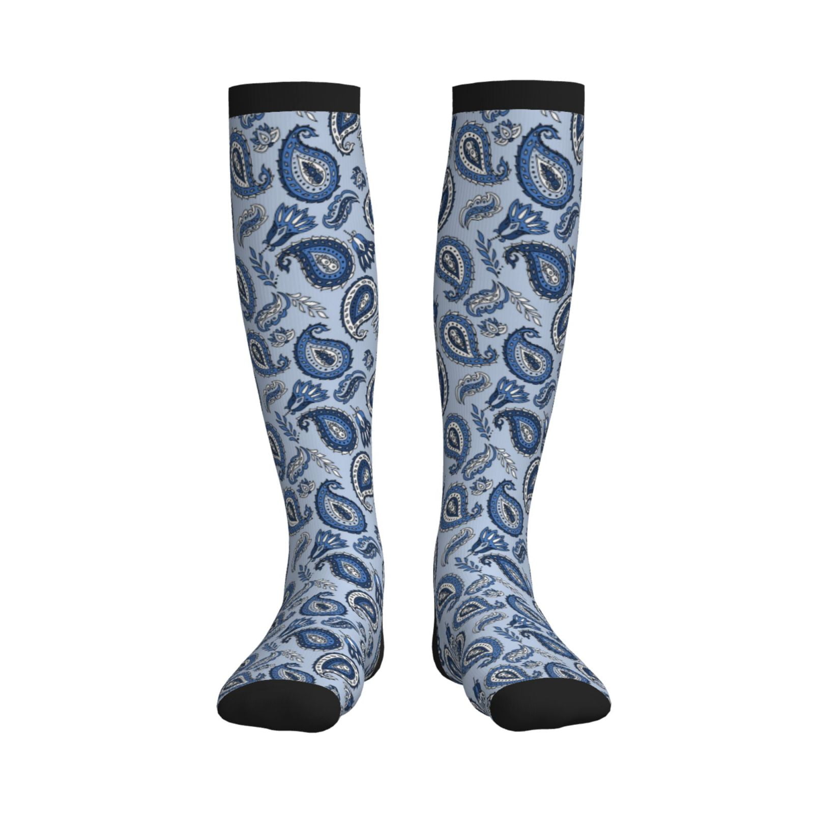 Bixox Blue Paisley Pattern Vintage Print Compression Socks,Compression ...