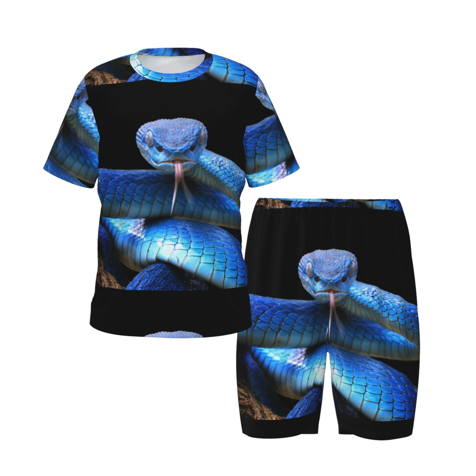 Bixox Blue Viper Snake Pattern children's Summer Short Sleeve Pajamas ...