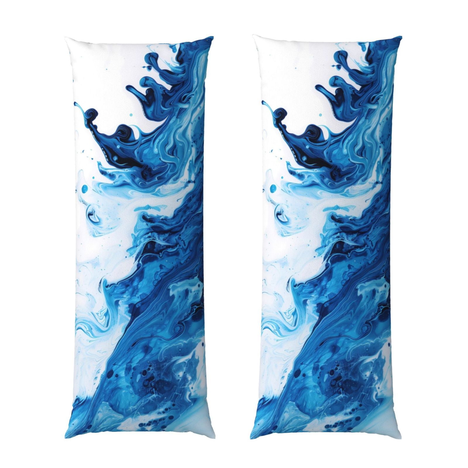 Bixox Blue White Fluid Art Print Body Pillow Cover with Zipper Closure ...