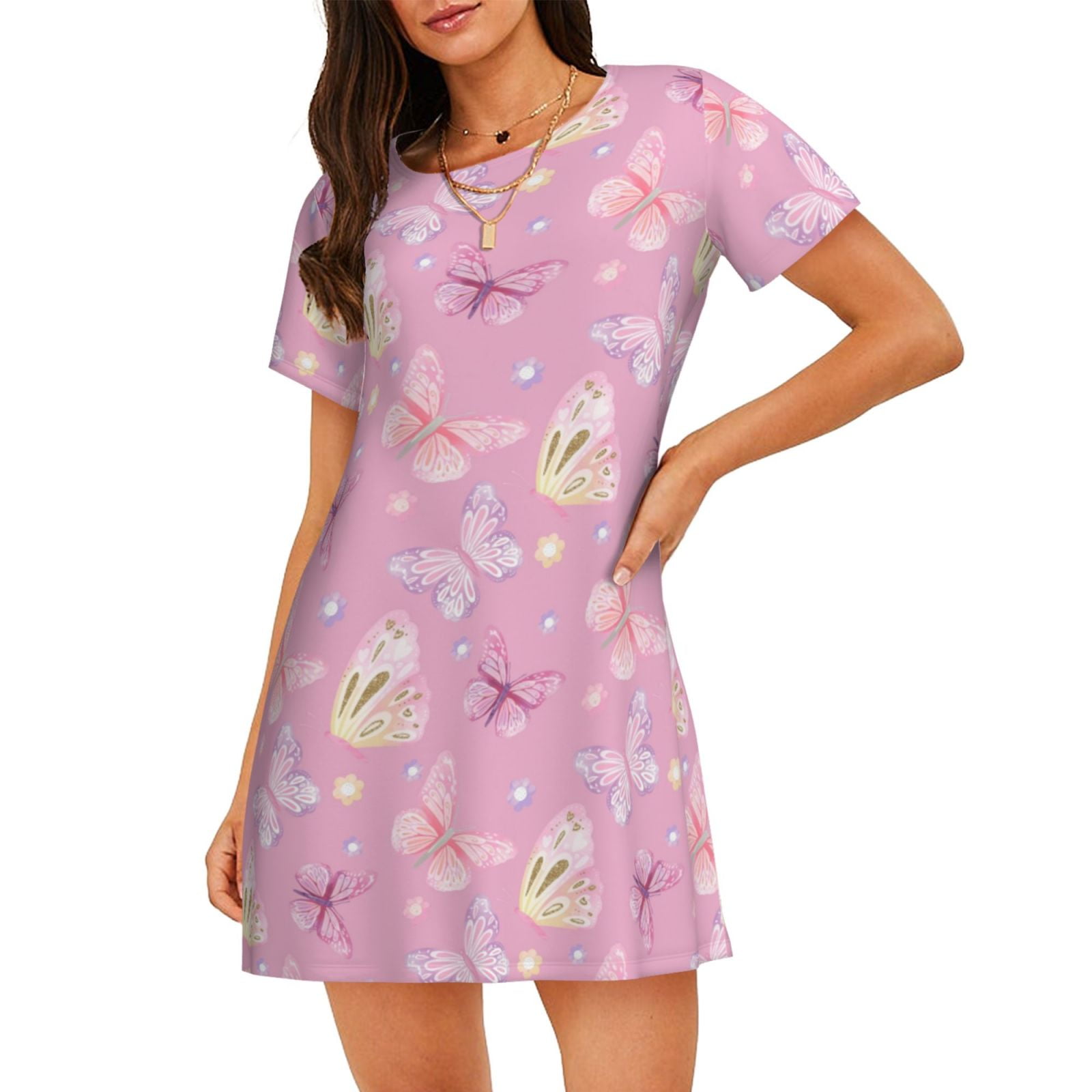 Bixox Butterfly 1 Pattern Women's Nightgown, Soft & Breathable ...