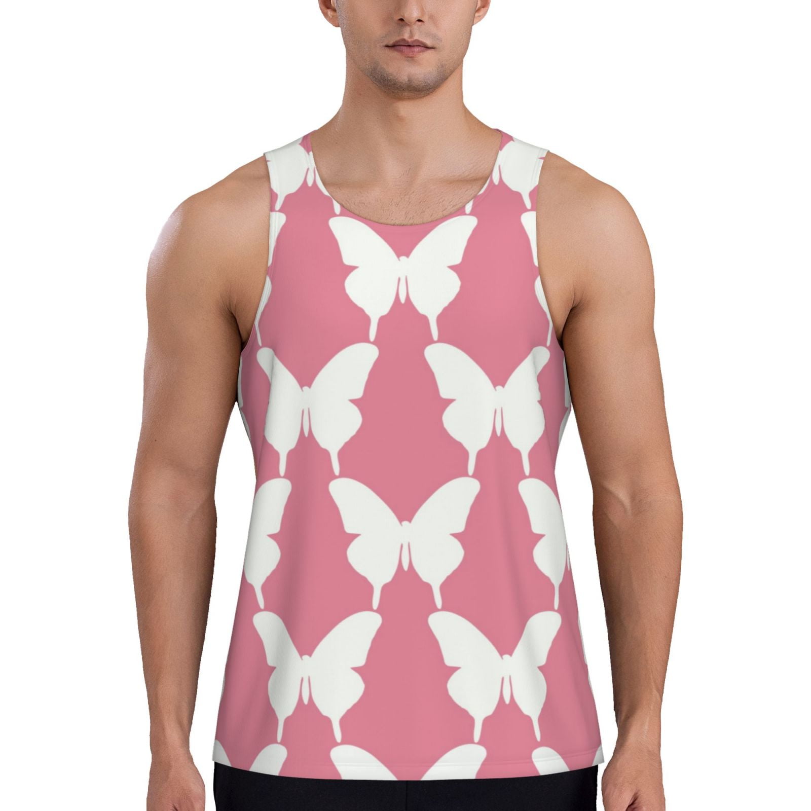 Bixox Butterfly 2 Pattern Men's Gym Tank Tops Workout Sleeveless T ...