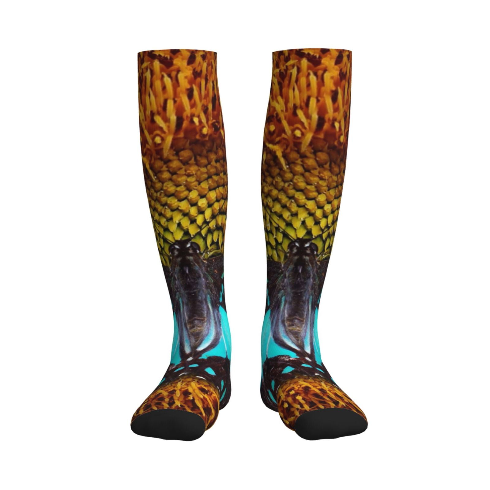 Bixox Butterfly Alighted On Sunflowers Print Compression Socks ...