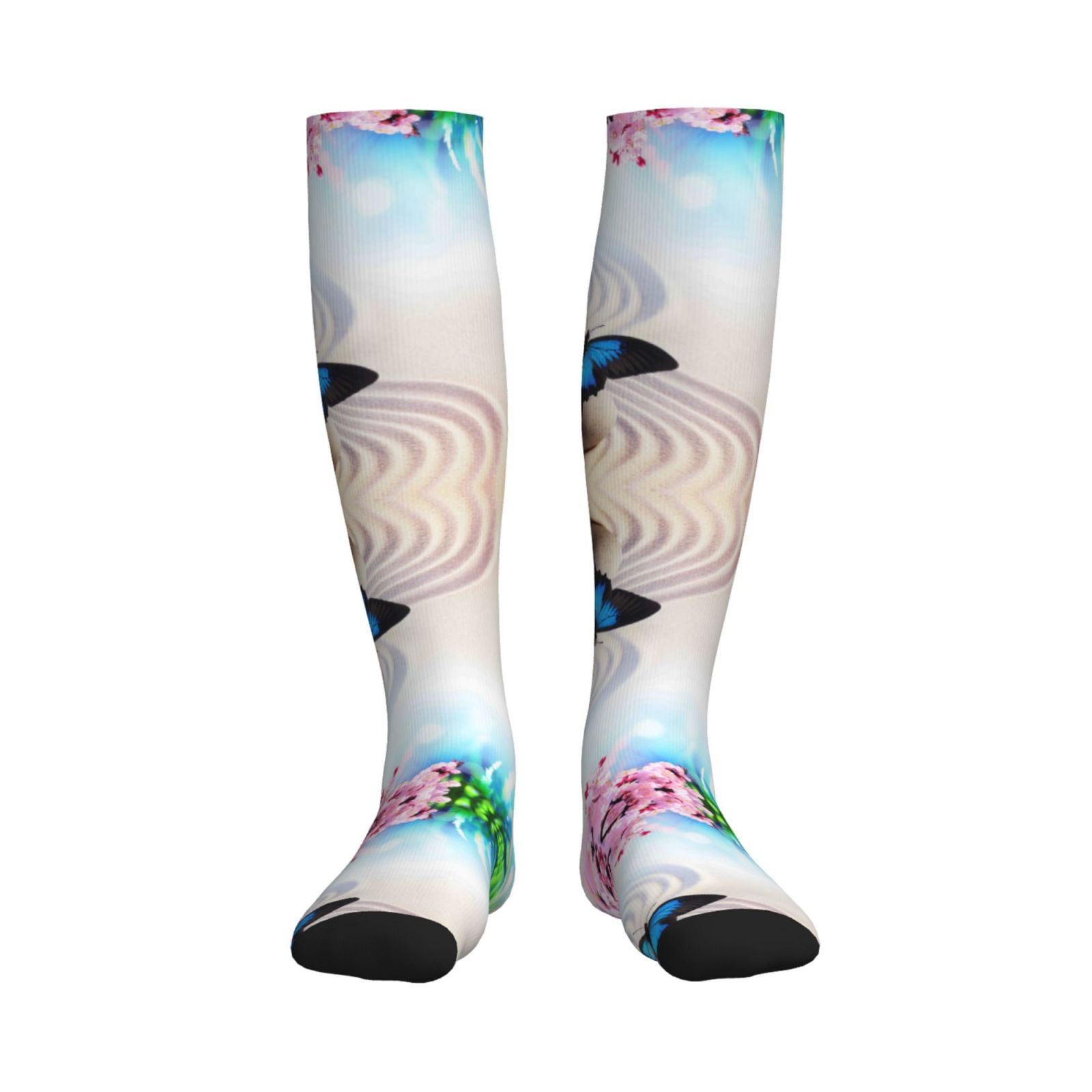 Bixox Butterfly In Blossoms Zen Print Compression Socks,Compression ...