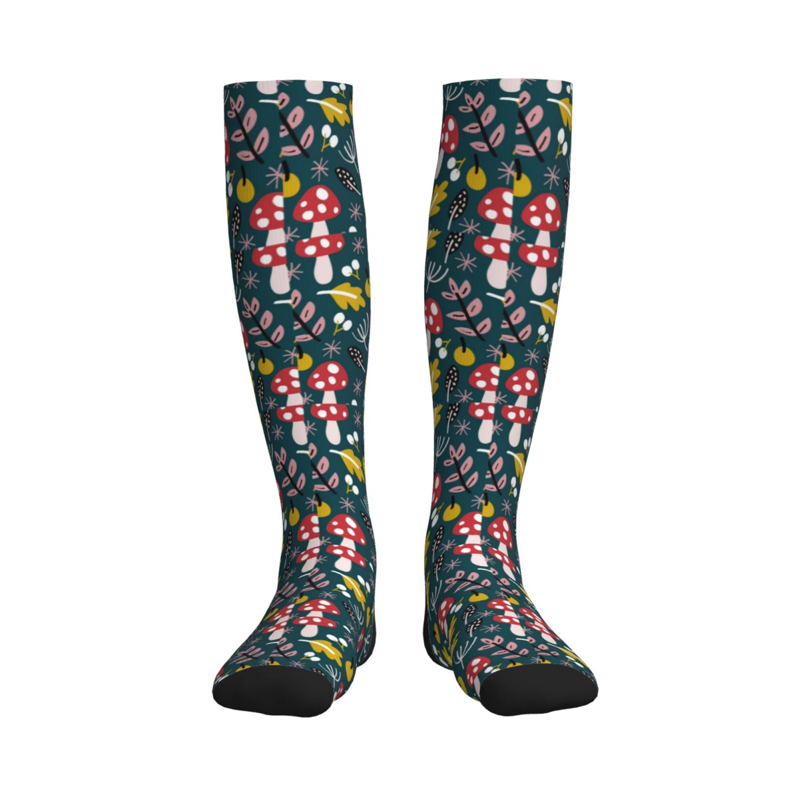 Bixox Cartoon Leaf Mushroom Red Print Compression Socks,Compression ...