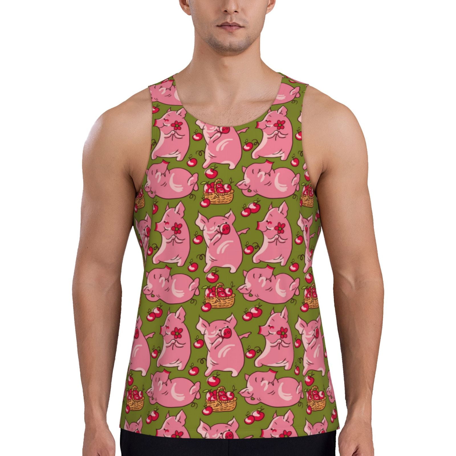 Bixox Cartoon Pigs Pattern Men's Gym Tank Tops Workout Sleeveless T ...