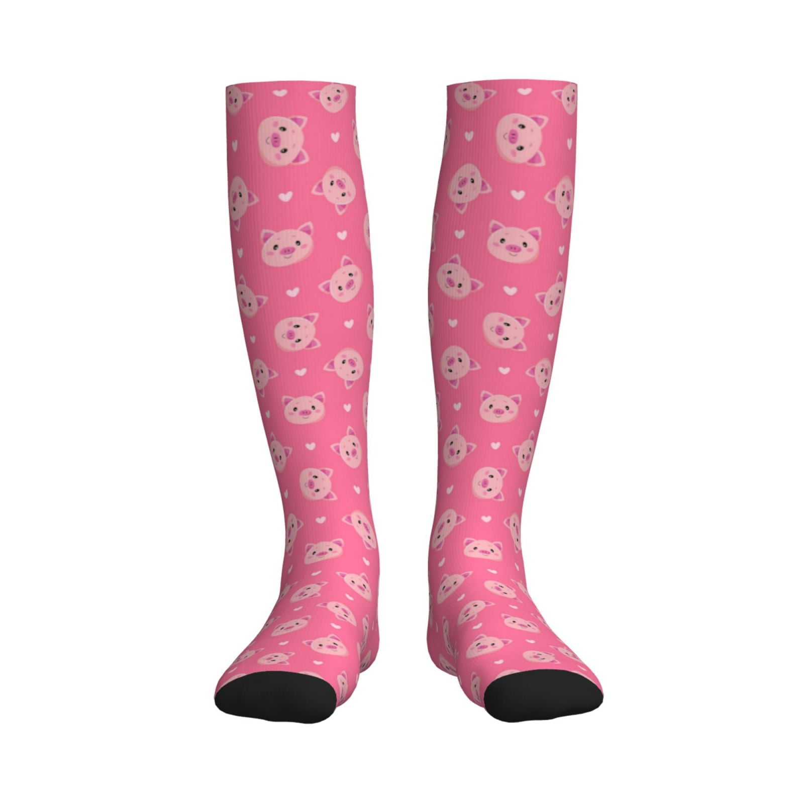 Bixox Cartoon Pigs and Hearts Print Compression Socks,Compression Socks ...