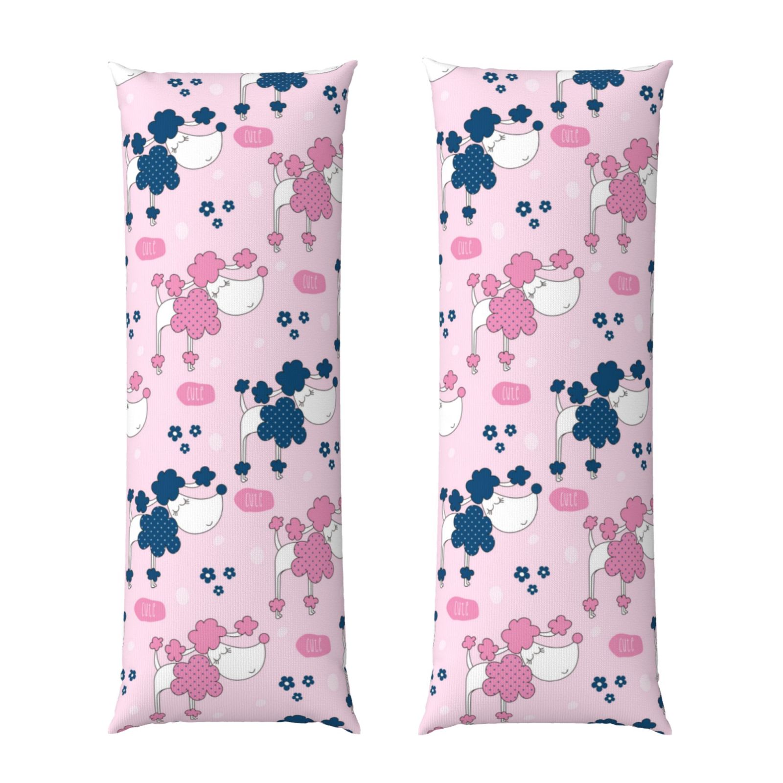 Bixox Cartoon Poodle Dog Print Body Pillow Cover with Zipper Closure, Cozy Fuzzy Fleece Body ...