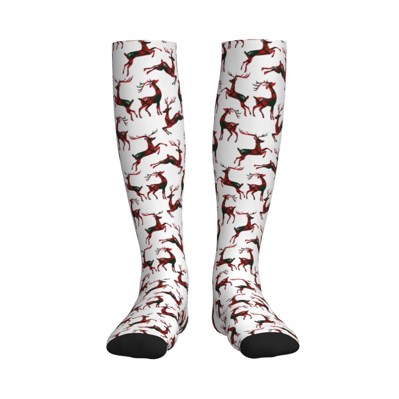 Bixox Christmas Plaid Moose Print Compression Socks,Compression Socks ...