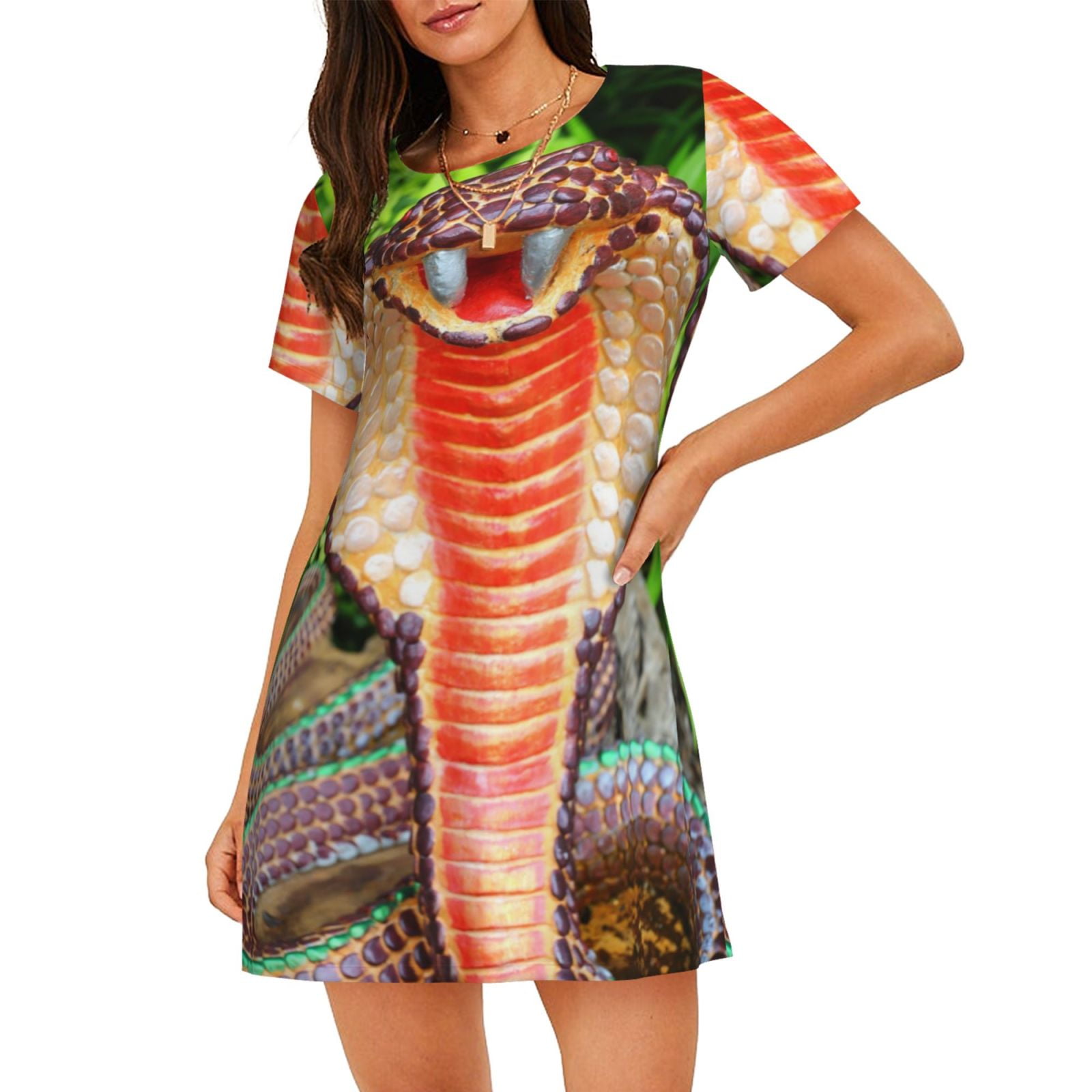 Bixox Cobra Snake Pattern Women's Nightgown, Soft & Breathable ...