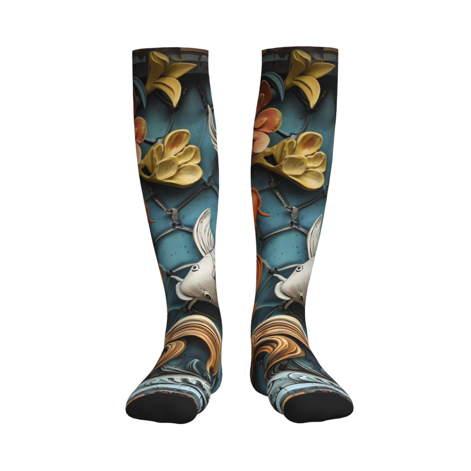 Bixox Colorful Koi Fish Art Print Compression Socks,Compression Socks ...
