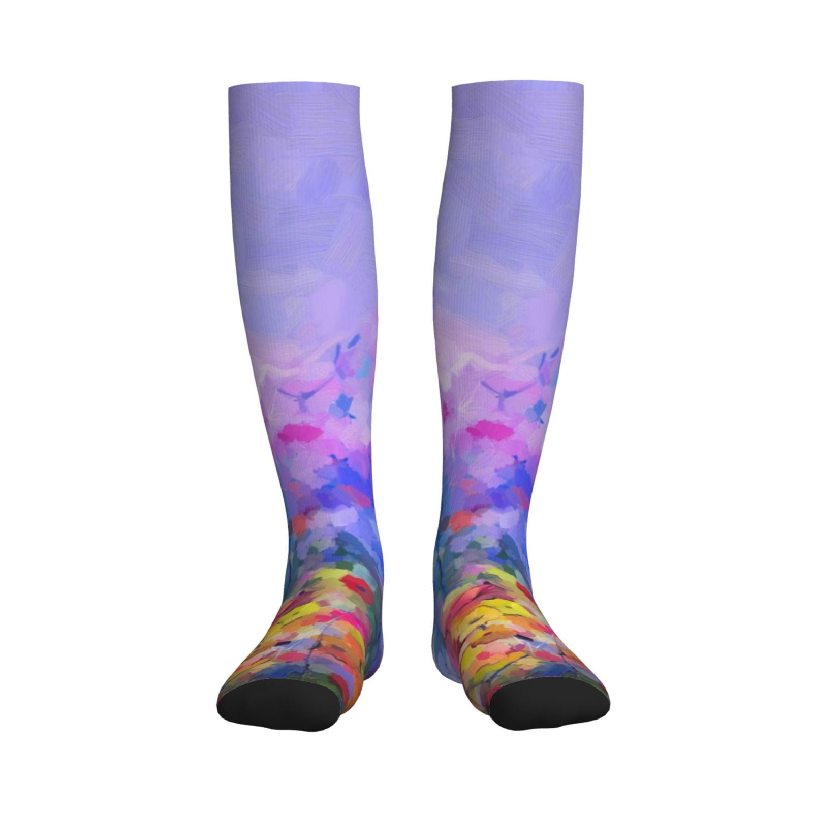 Bixox Colorful Purple Cosmos Flower Print Compression Socks,Compression ...