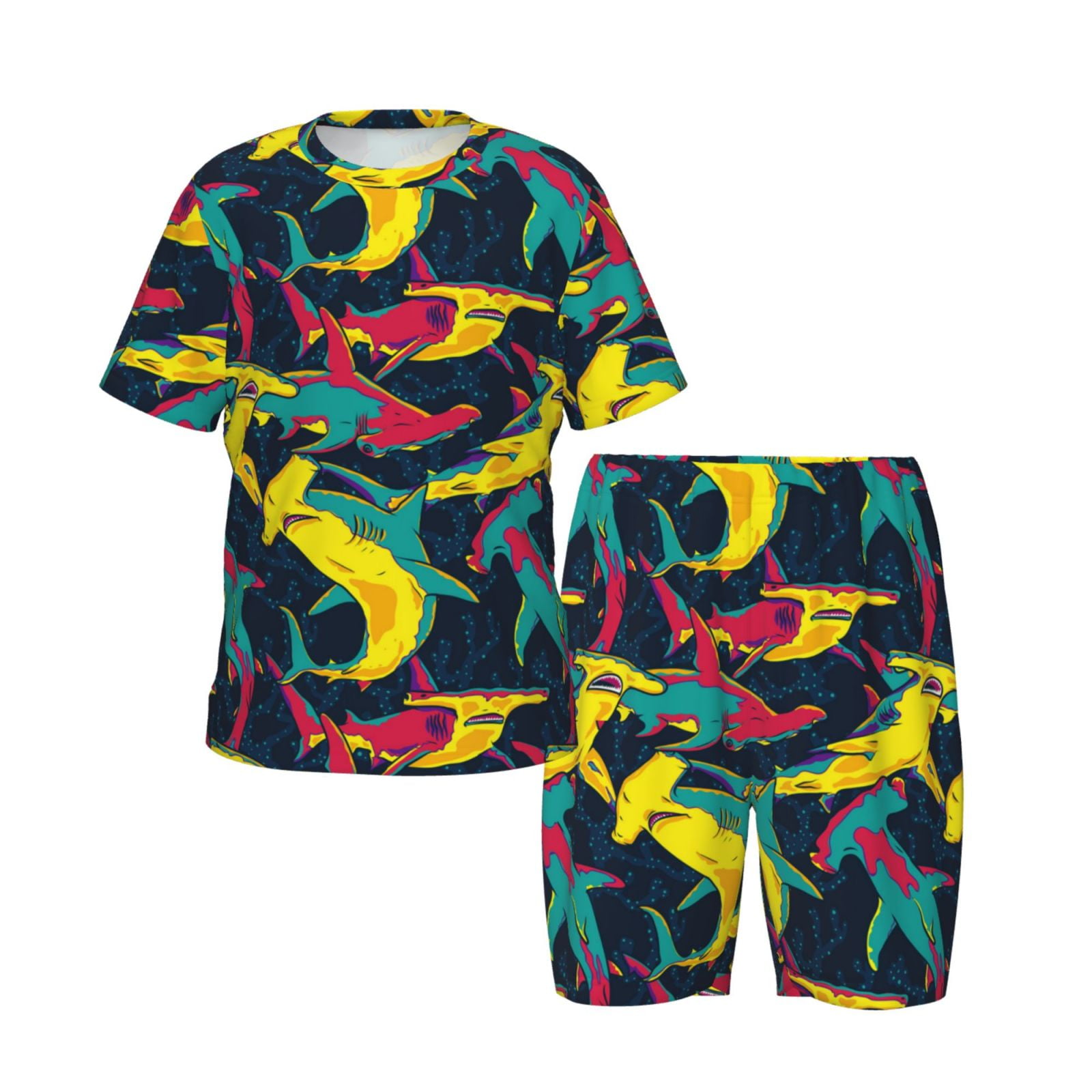 Bixox Colorful Sharks Pattern children's Summer Short Sleeve Pajamas ...