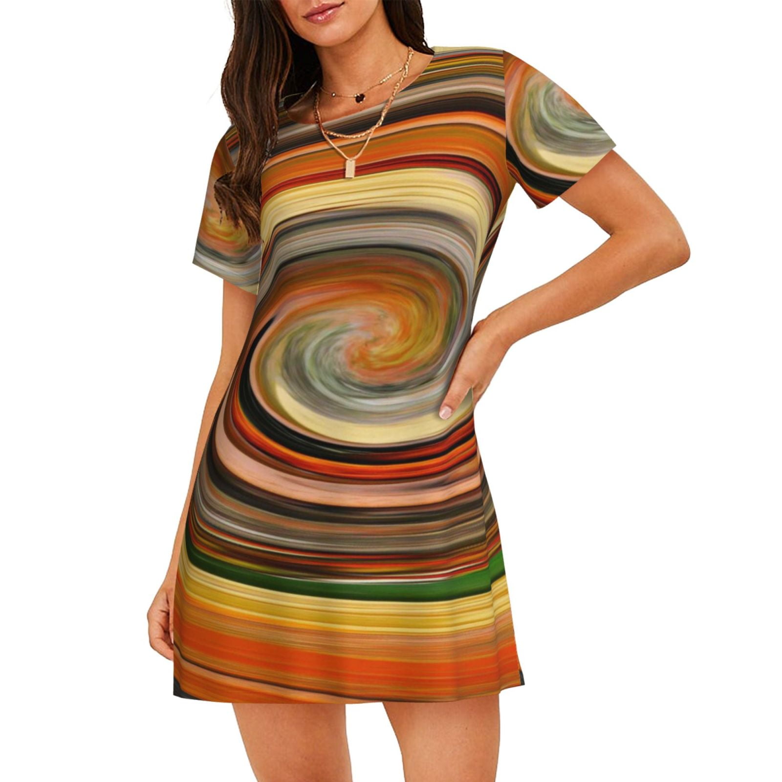 Bixox Colorful Swirl Pattern Women's Nightgown, Soft & Breathable ...
