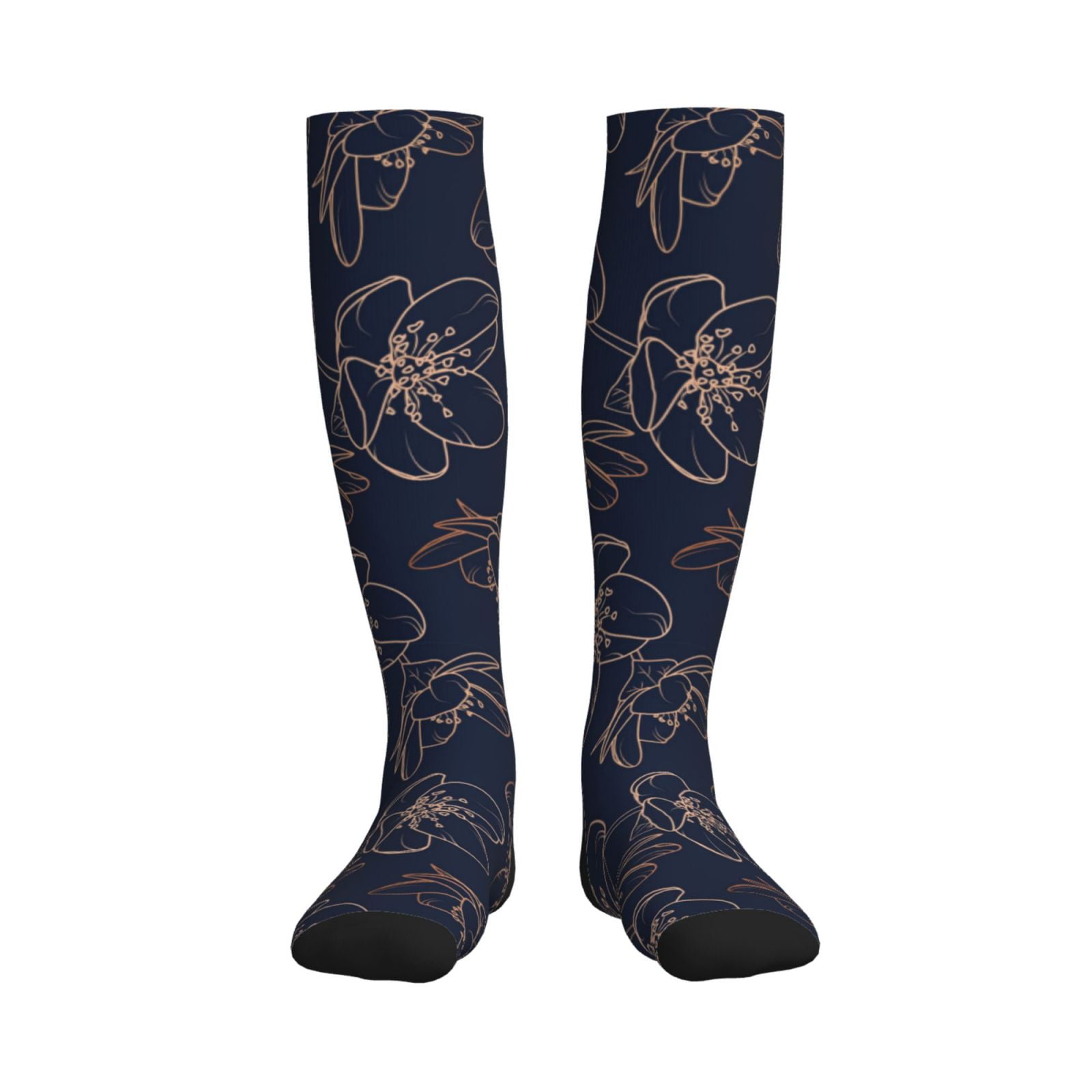Bixox Copper-Gold Gloss Outline Cherry Print Compression Socks ...