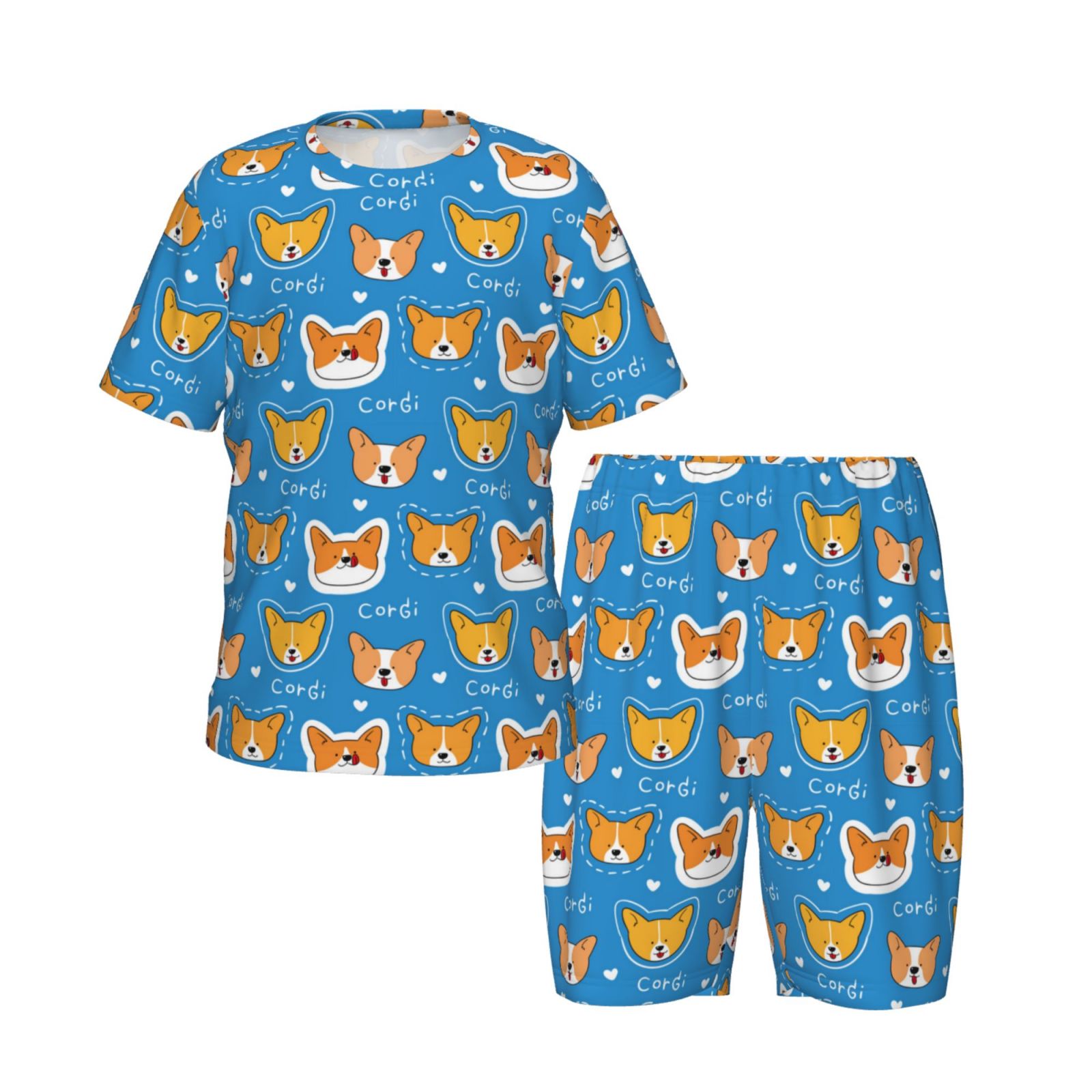 Bixox Corgi Dog Face Pattern children's Summer Short Sleeve Pajamas Set ...