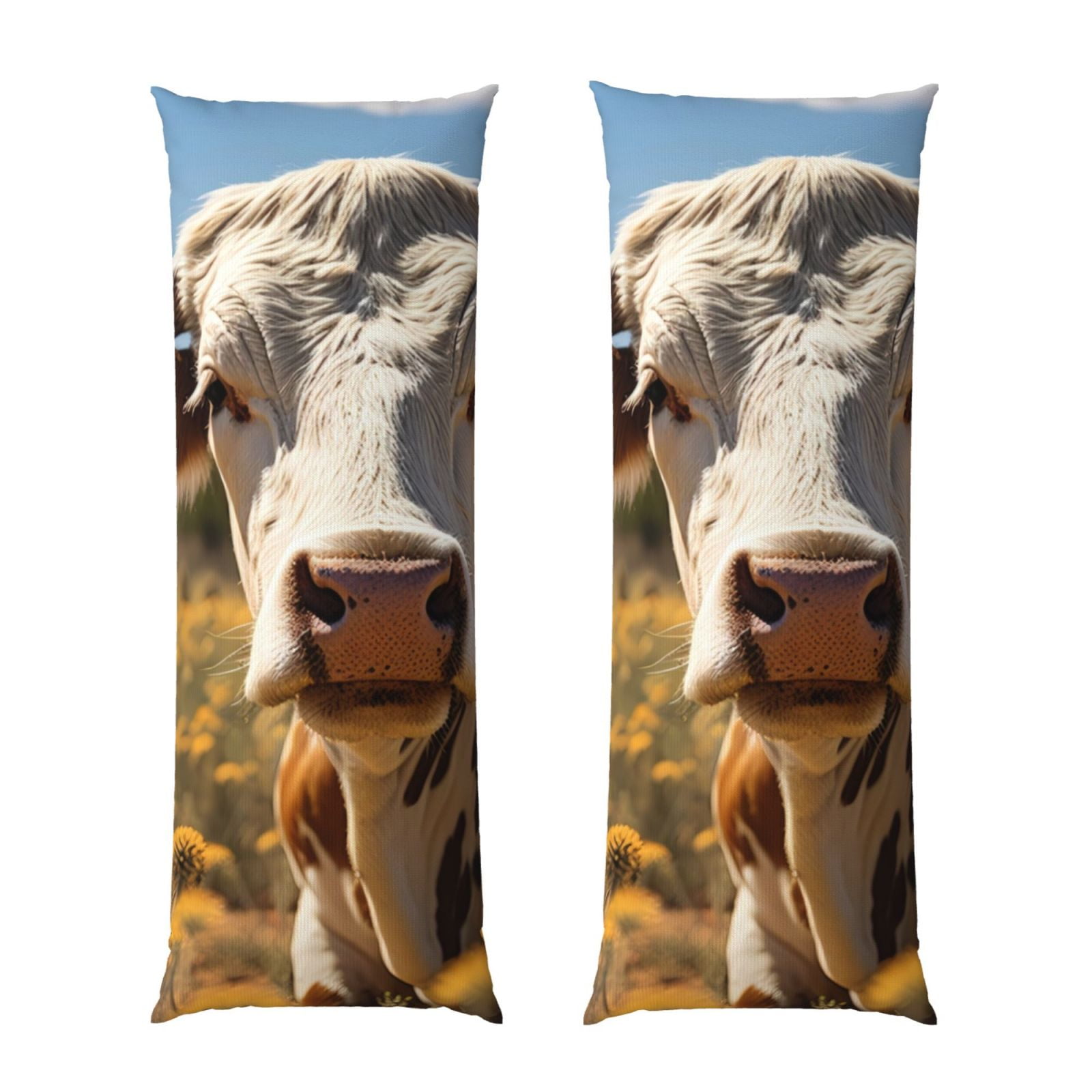 Bixox Countryside Flower Cow Print Body Pillow Cover with Zipper ...