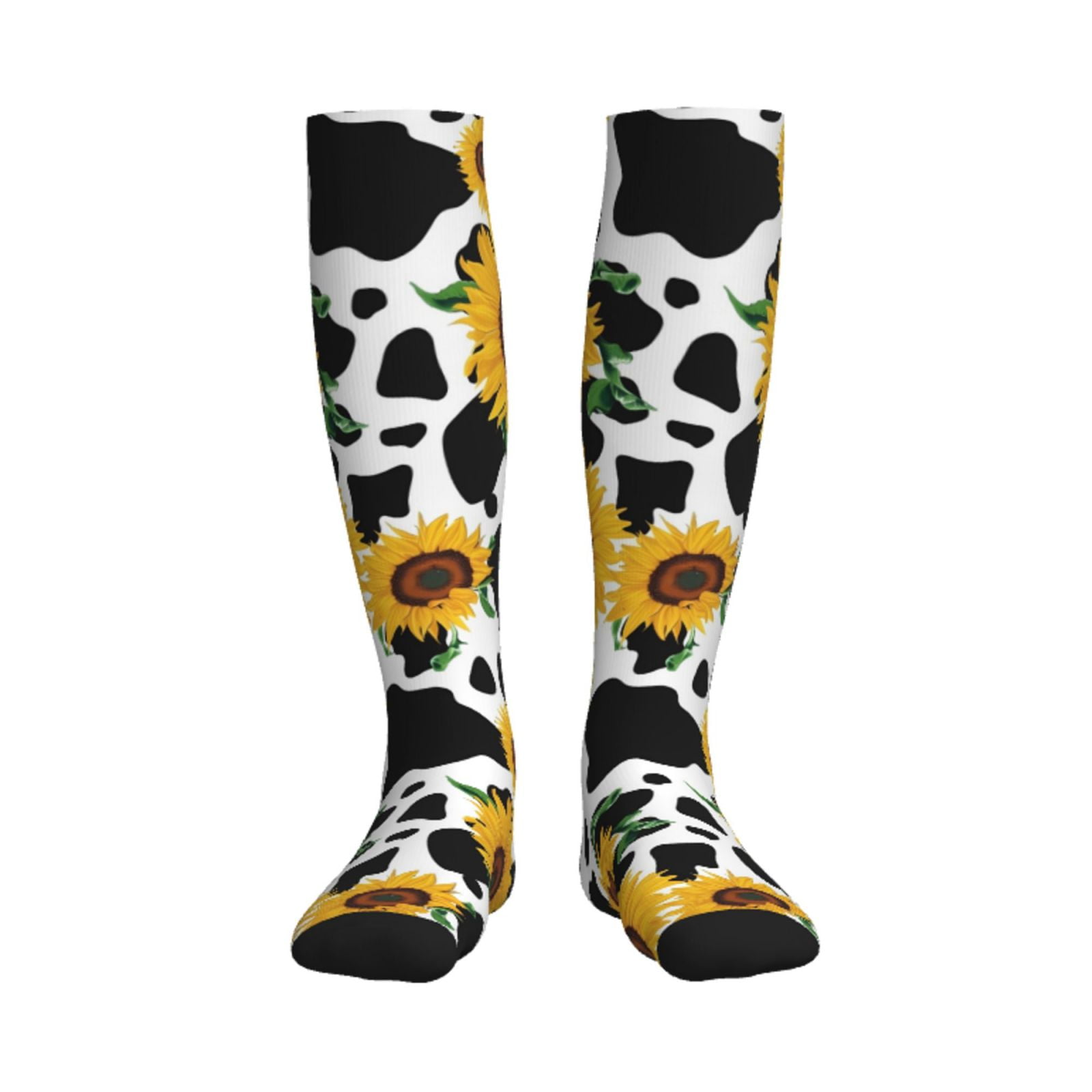 Bixox Cute Cow Print Sunflower D Print Compression Socks,Compression ...