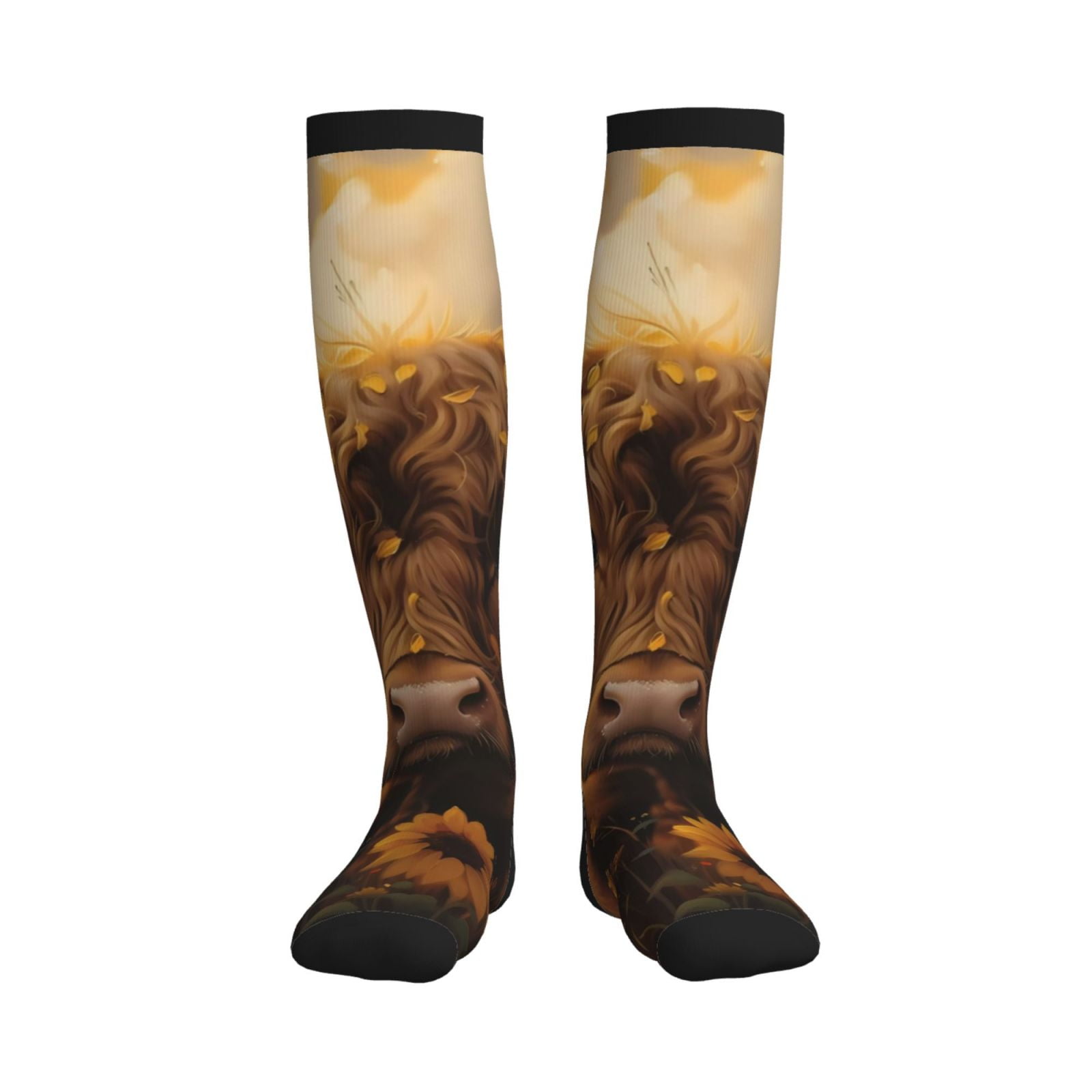 Bixox Cute Cow Sunflower Field Print Compression Socks,Compression ...