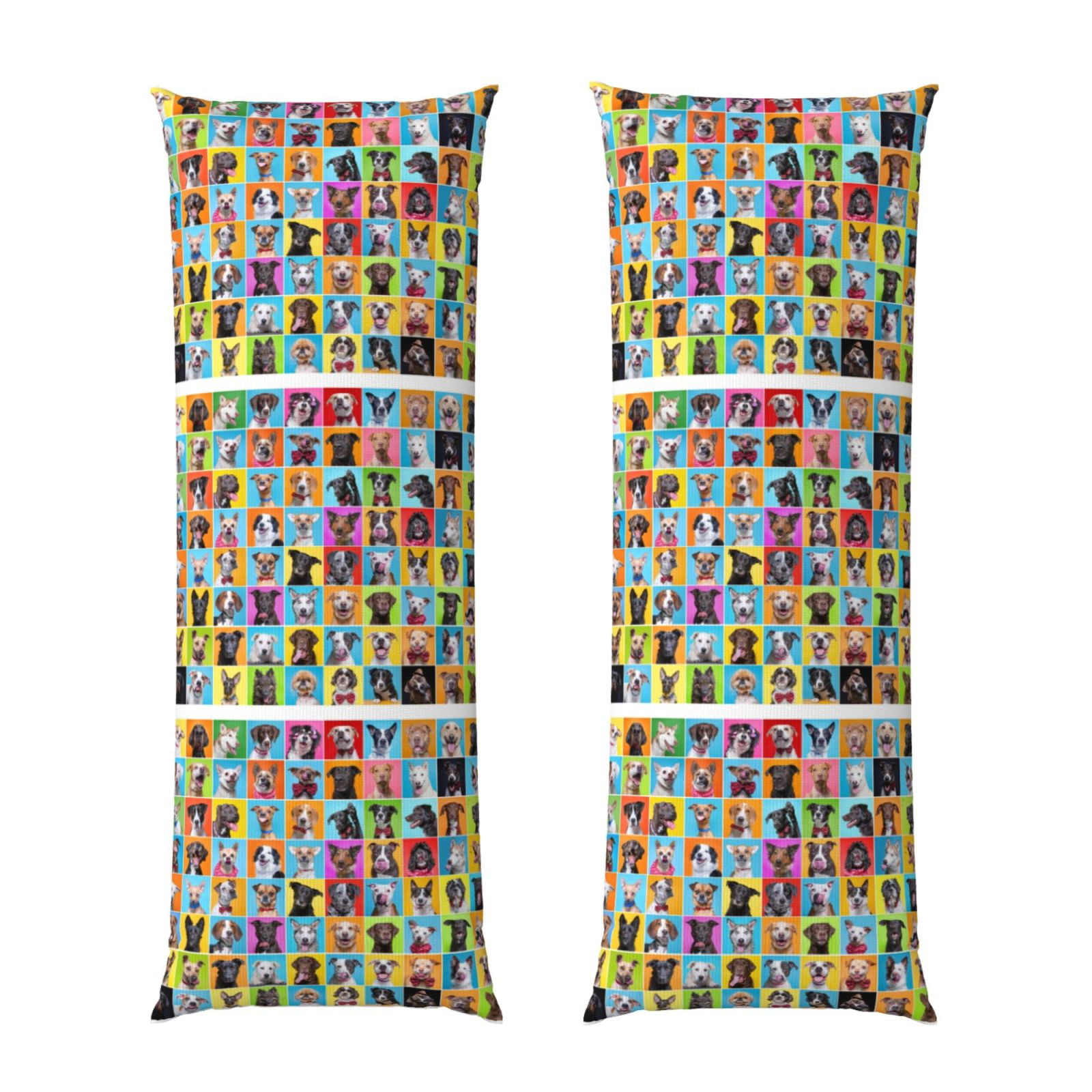 Bixox Cute Dogs Collage Print Body Pillow Cover with Zipper Closure, Cozy Fuzzy Fleece Body ...