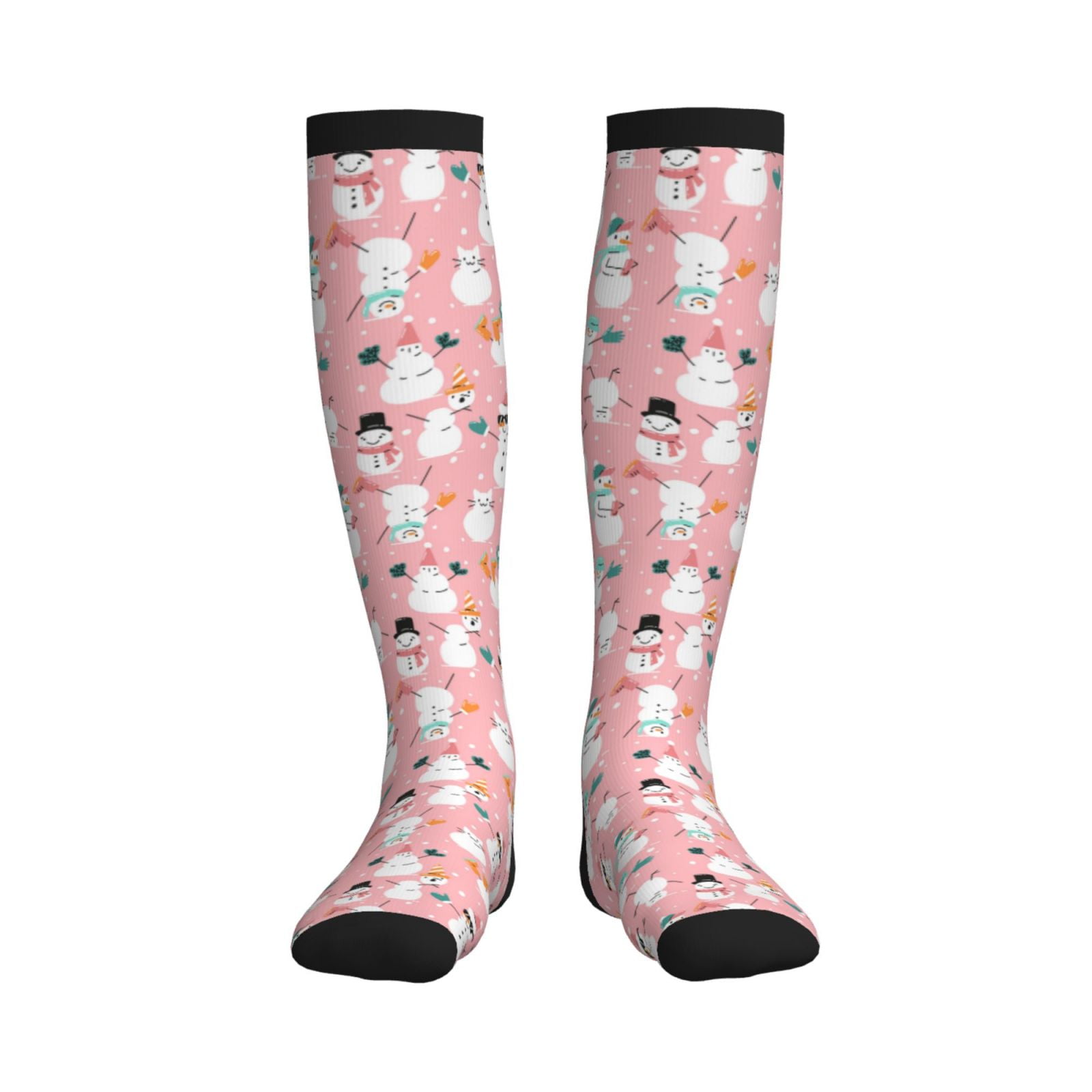 Bixox Cute Pink Snowman Cat Print Compression Socks,Compression Socks ...