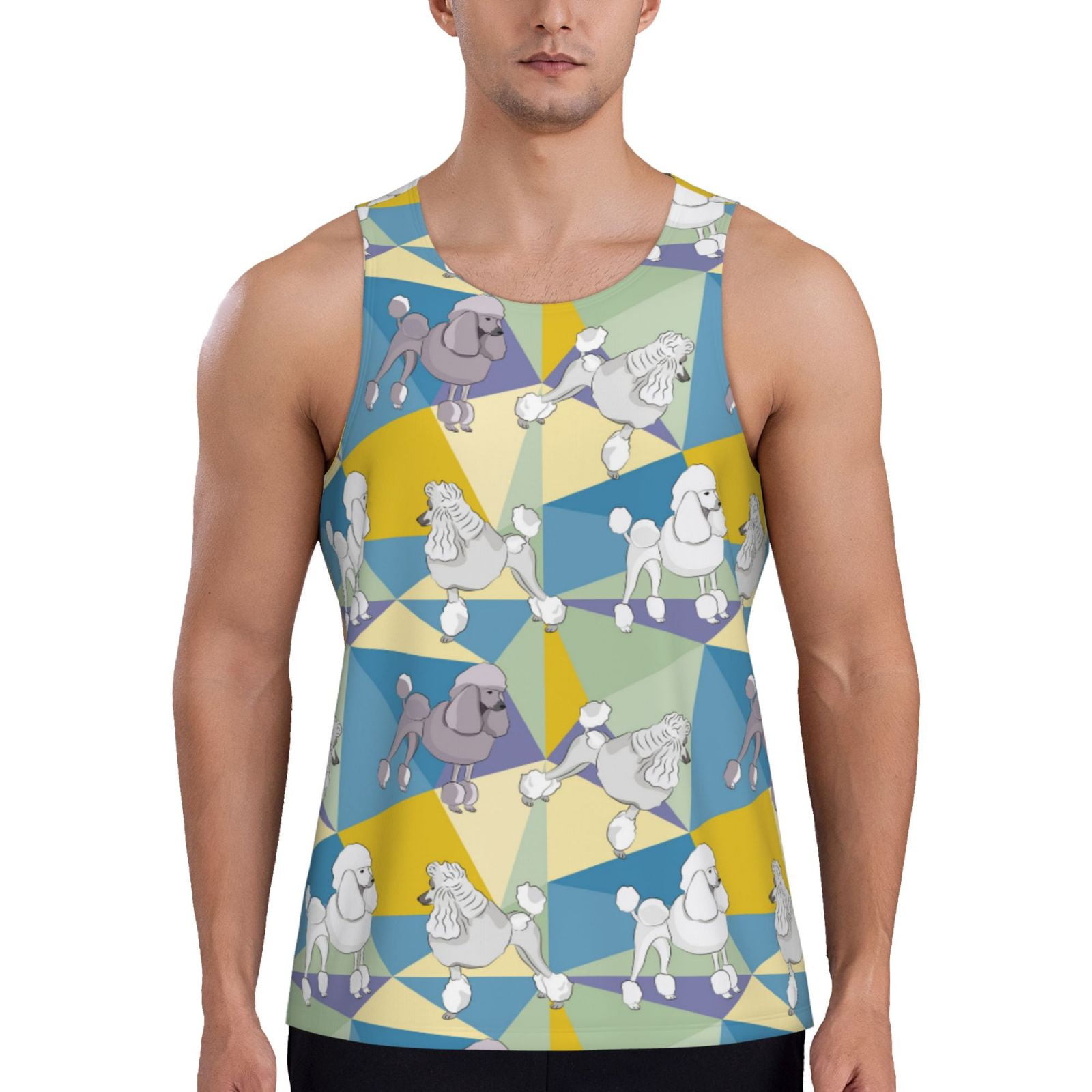 Bixox Cute Poodle Dog Pattern Men's Gym Tank Tops Workout Sleeveless T ...