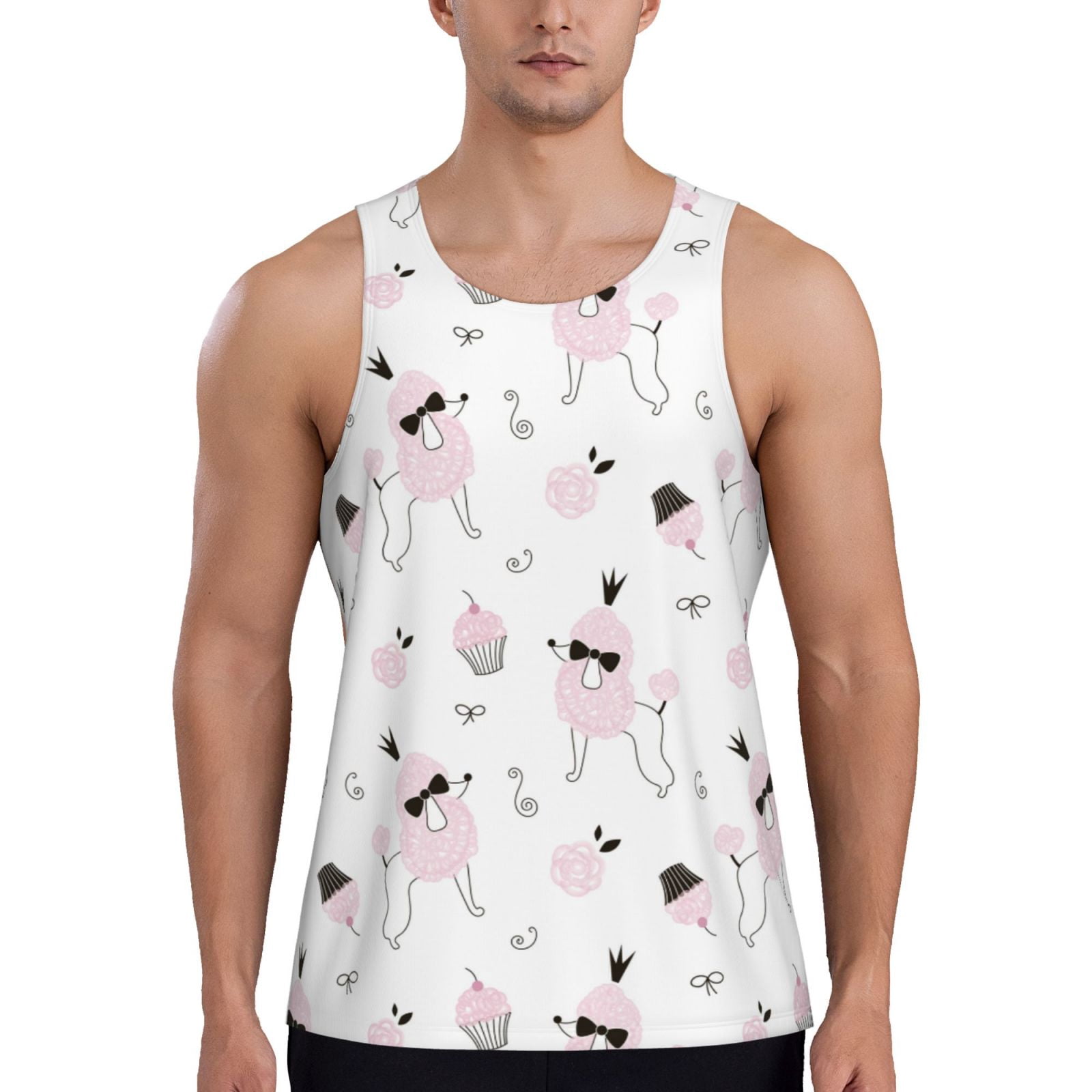 Bixox Cute Poodle Dog Pattern Men's Gym Tank Tops Workout Sleeveless T ...