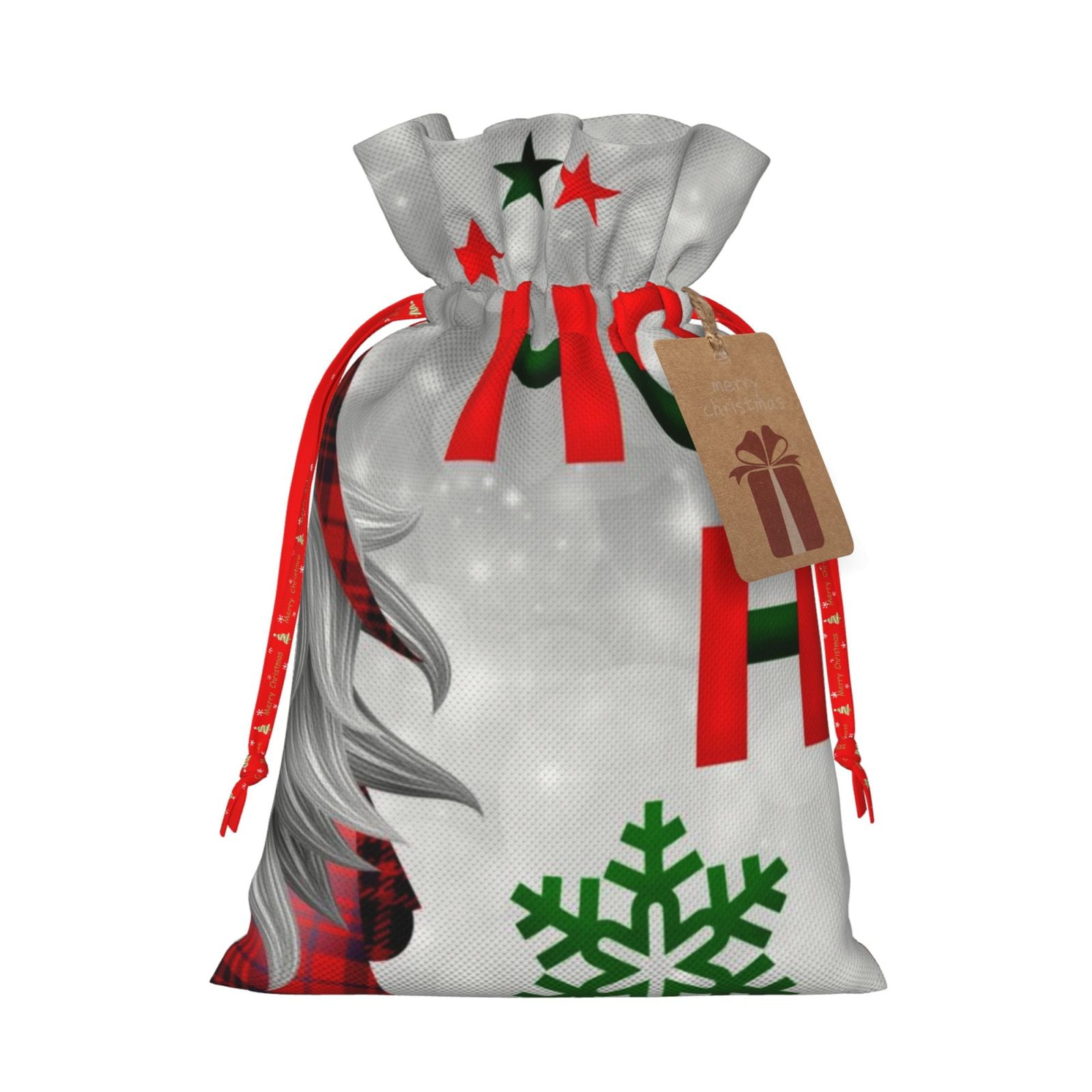 Bixox Cute Santa Print Christmas Burlap Gift Bags with Drawstring ...