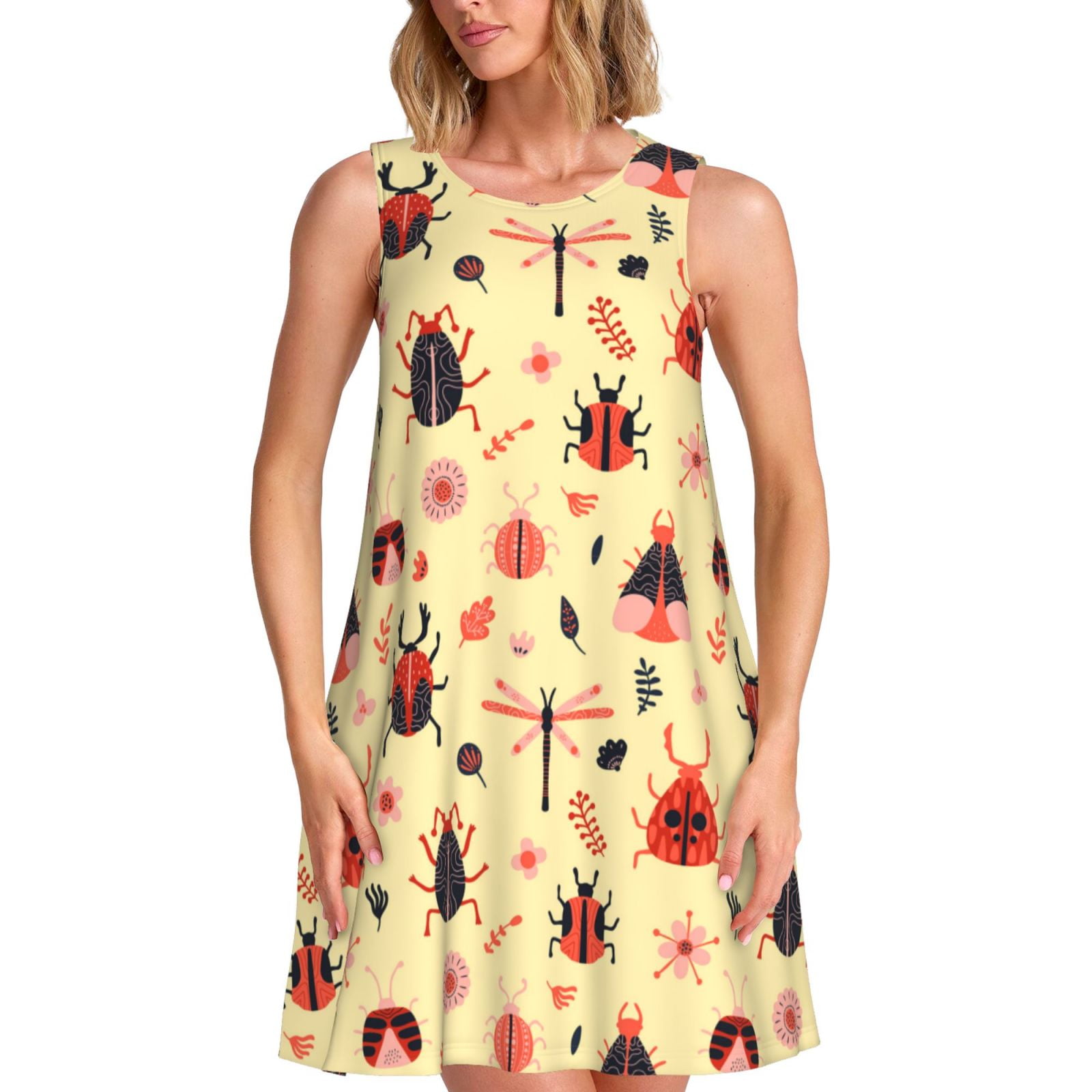 Bixox Cute insects Print Women's Sleeveless A-Line Dress with Pockets ...