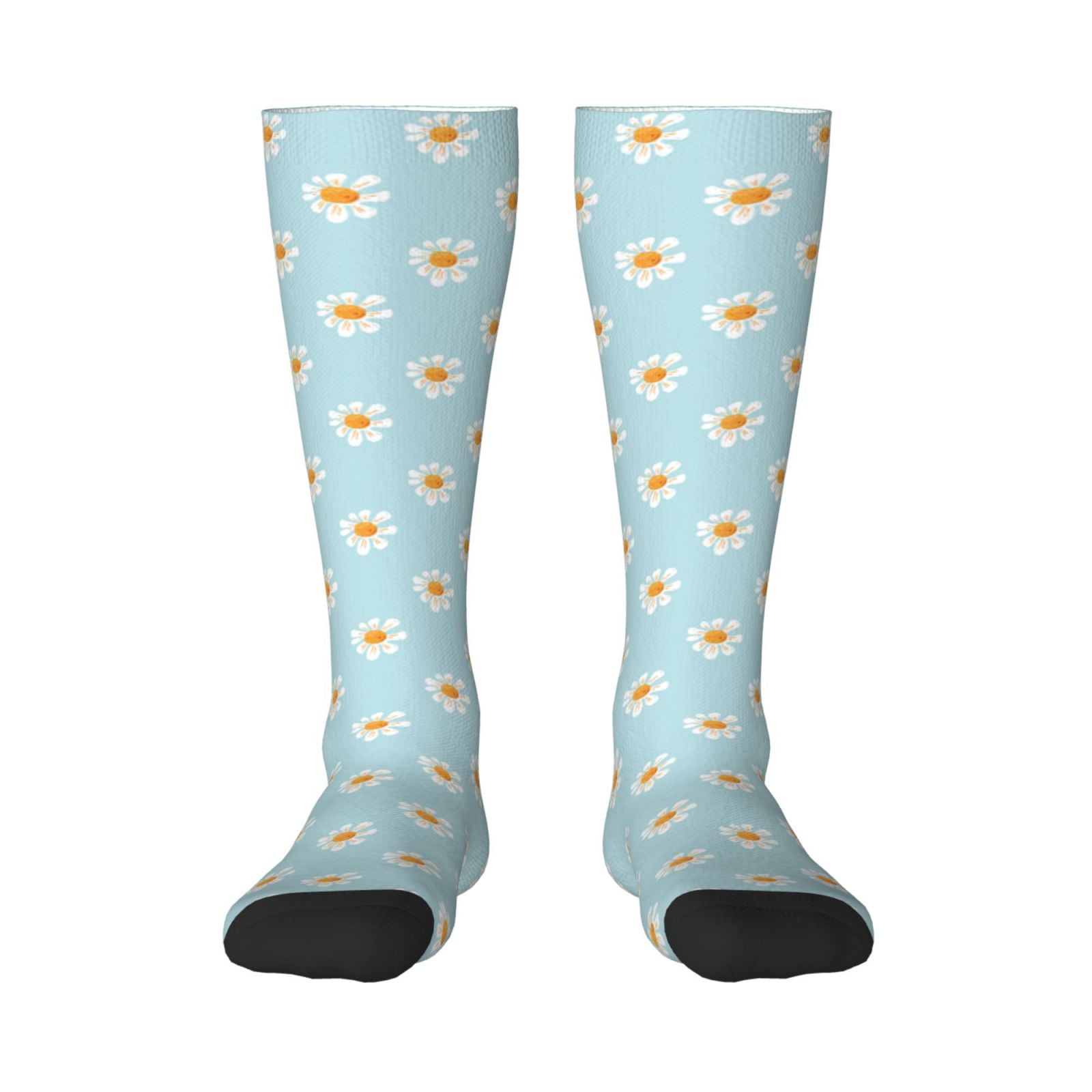 Bixox Daisies Flowers Patterned Men's and Women's Knee Socks High Socks ...