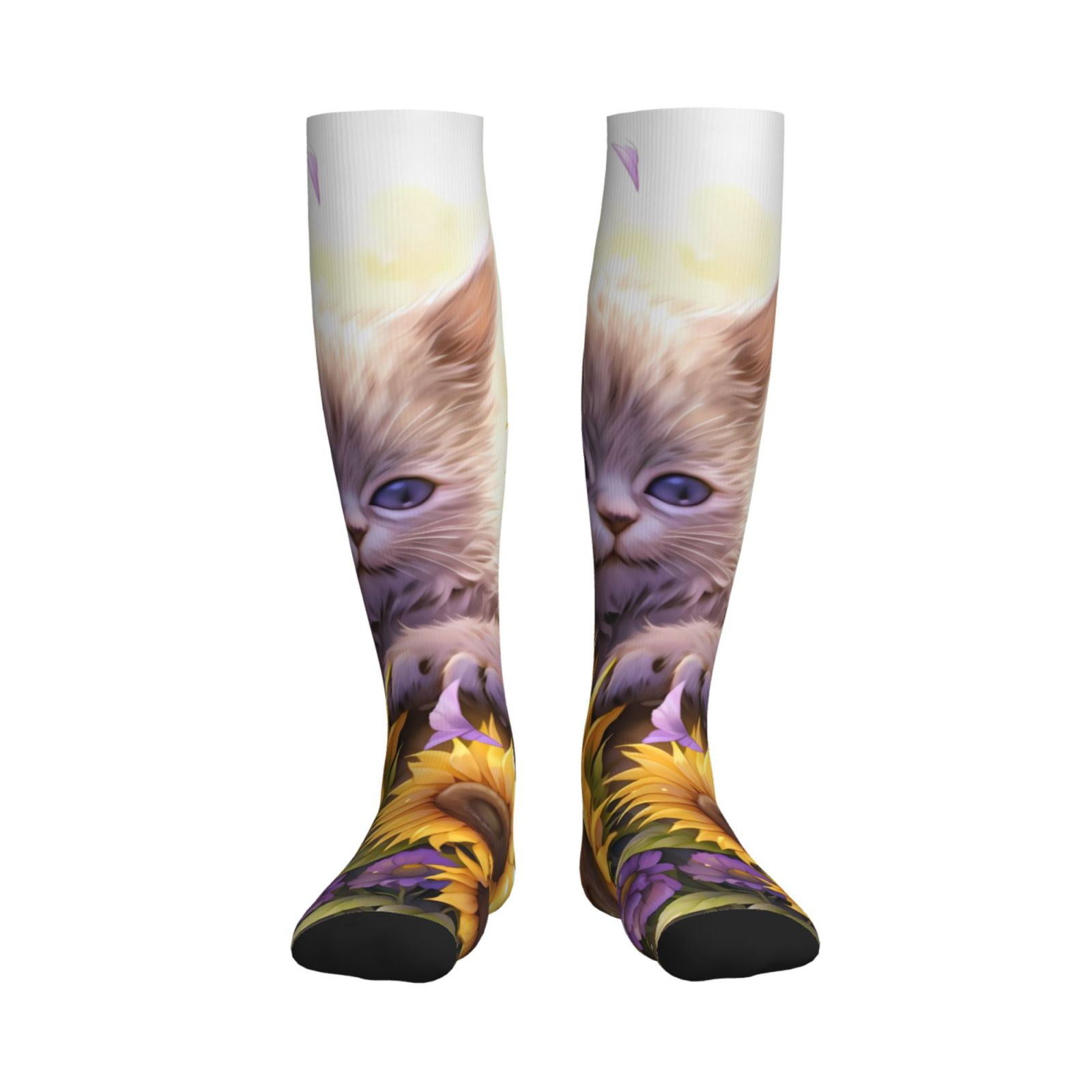 Bixox Daisy Sunflower Lazy Cat Print Compression Socks,Compression ...