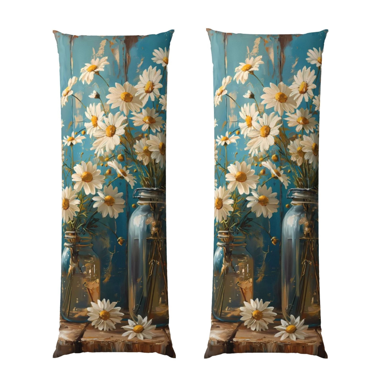 Bixox Delicate White Daisy Jars Print Body Pillow Cover with Zipper ...