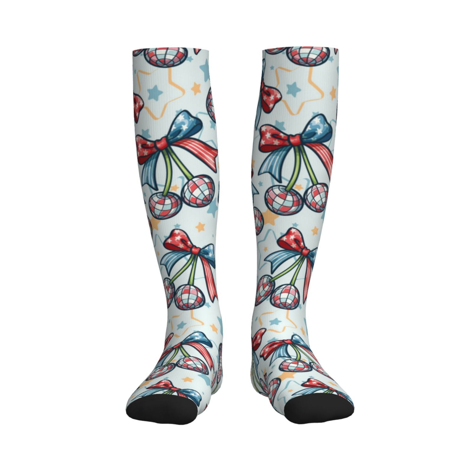 Bixox Disco Ball Cherry With Bow Print Compression Socks,Compression ...
