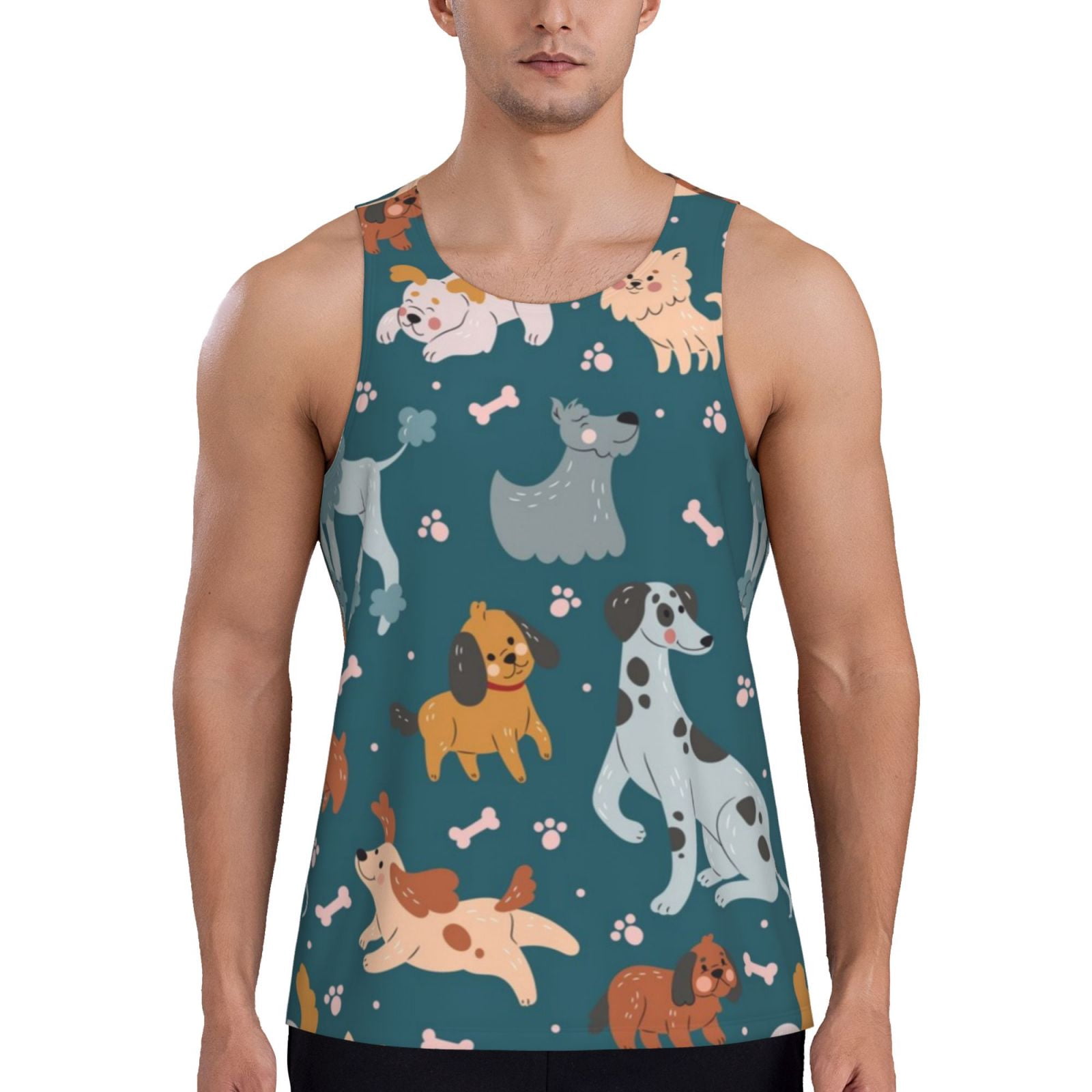Bixox Dogs Pattern Men's Gym Tank Tops Workout Sleeveless T-Shirts ...