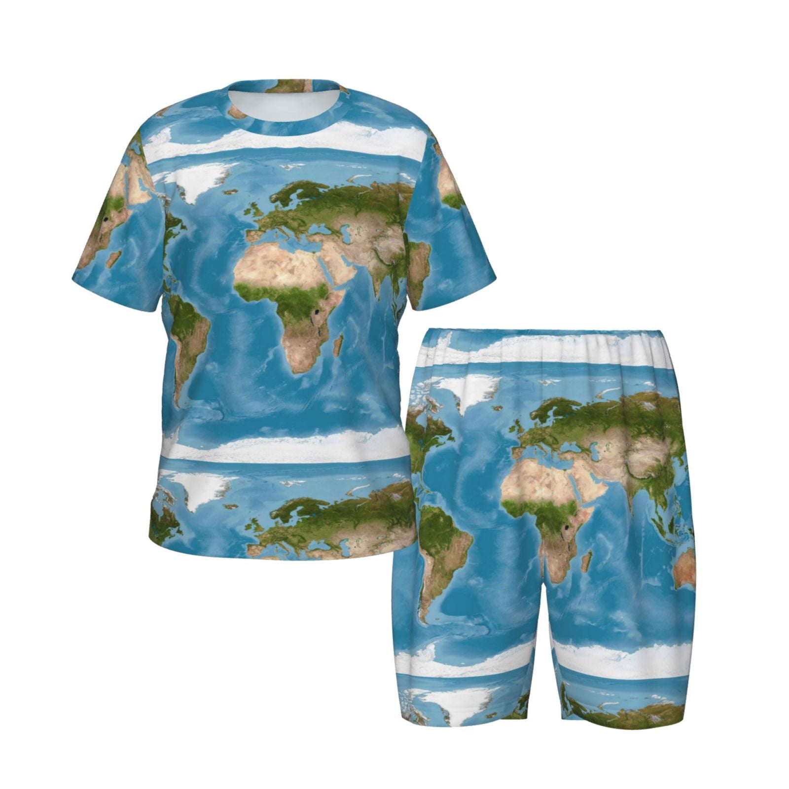 Bixox Earth View World Map Pattern children's Summer Short Sleeve ...