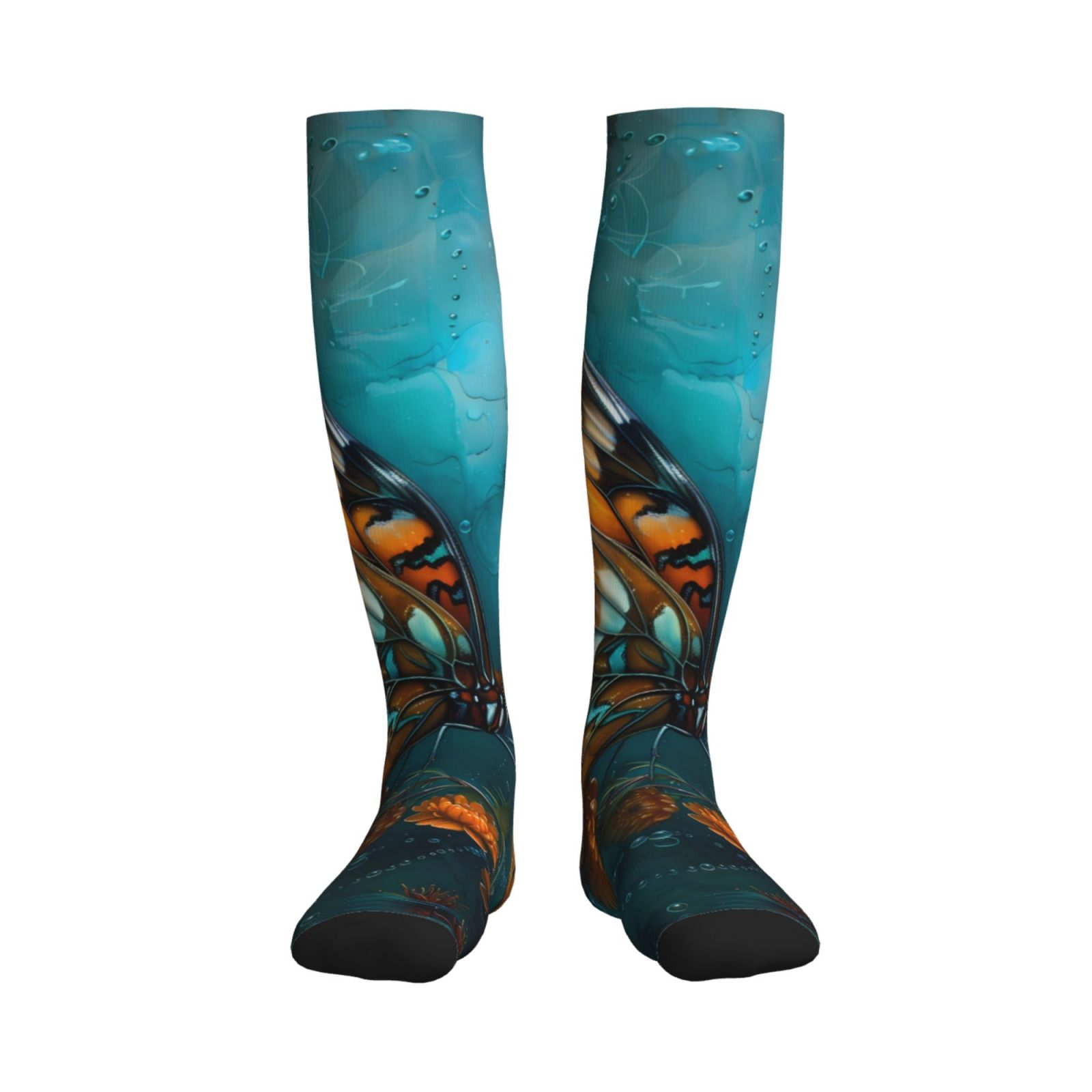 Bixox Elegant Butterfly And Flowers Print Compression Socks,Compression ...