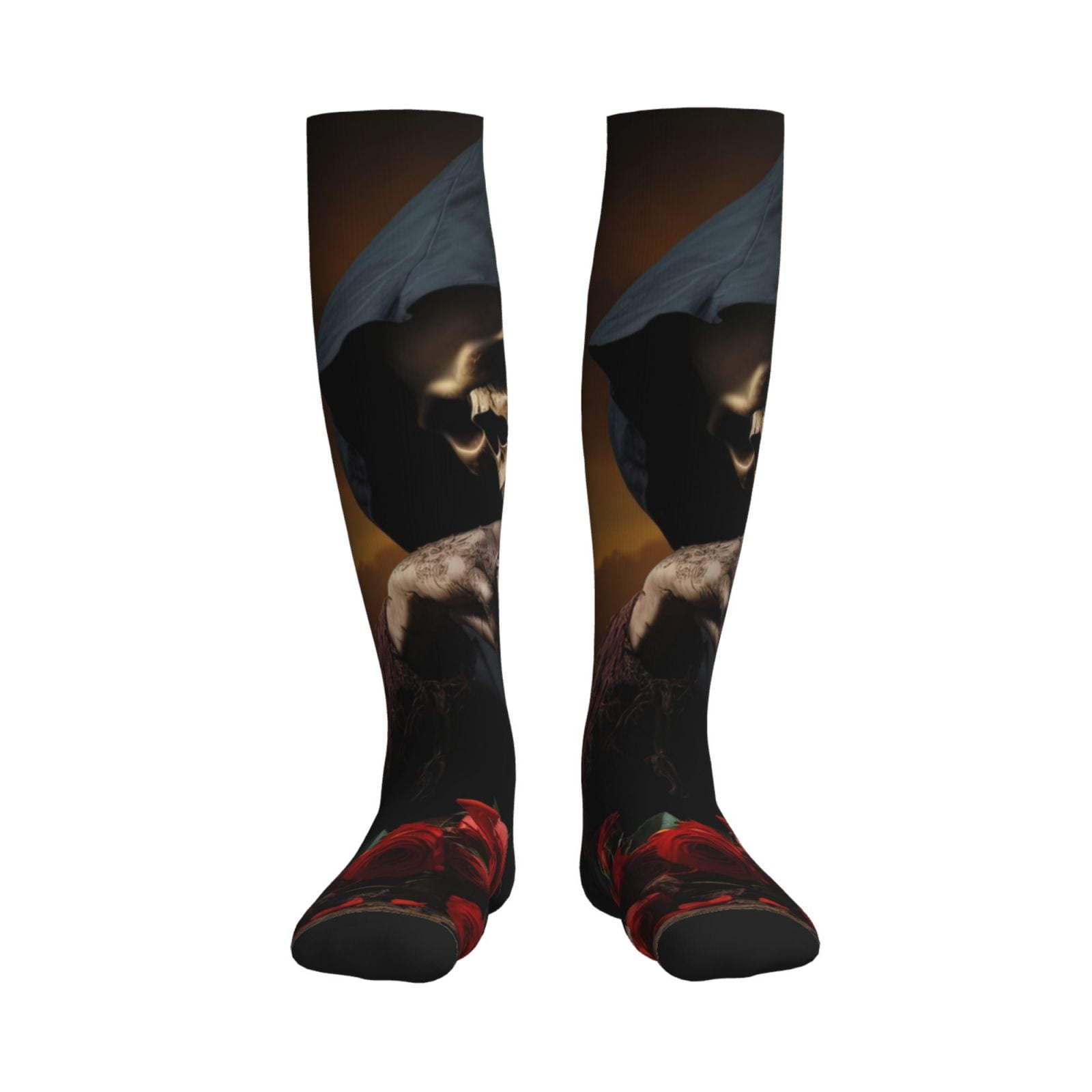 Bixox Elegant Rose Skull Print Compression Socks,Compression Socks ...