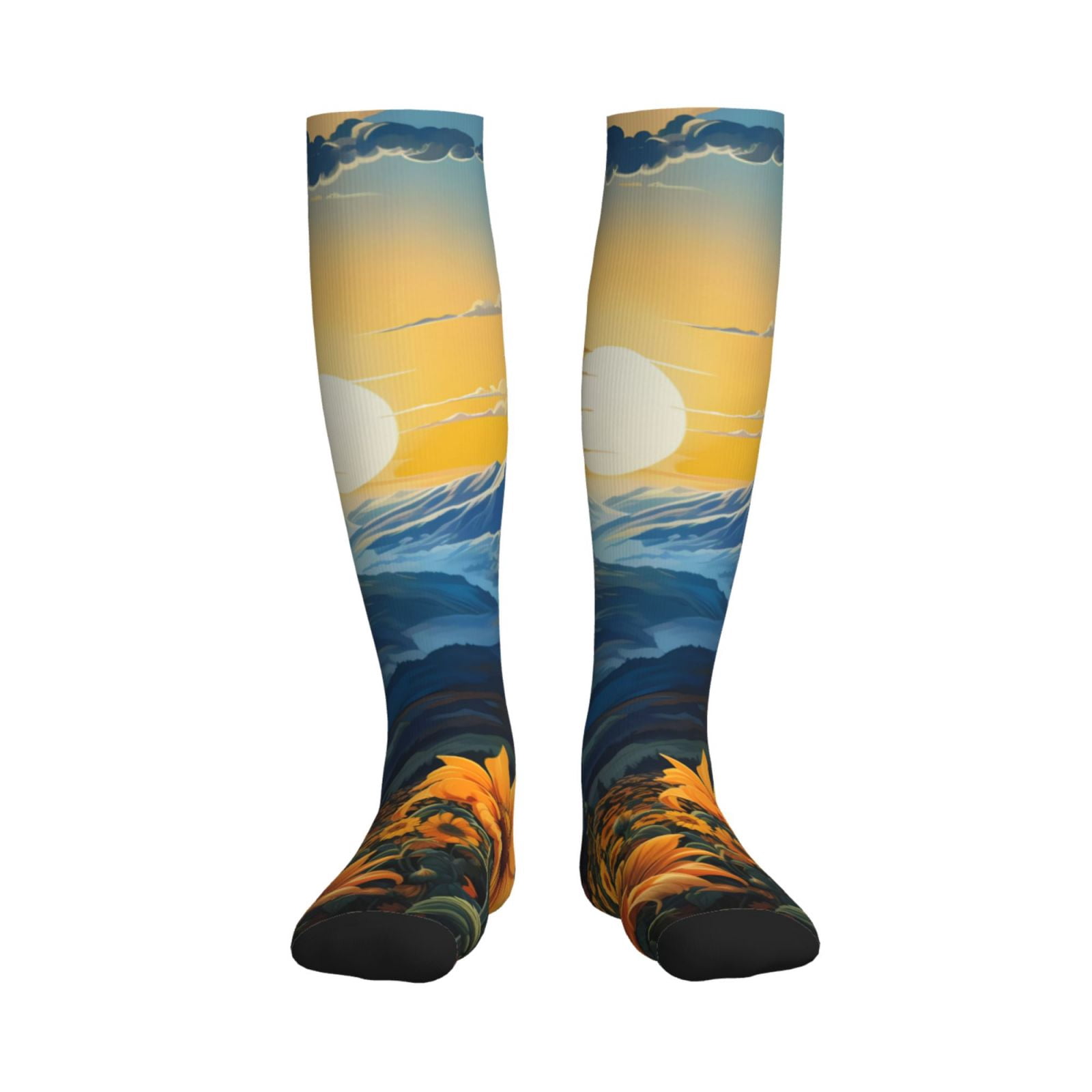 Bixox Elegant Sunset Sunflower Print Compression Socks,Compression ...