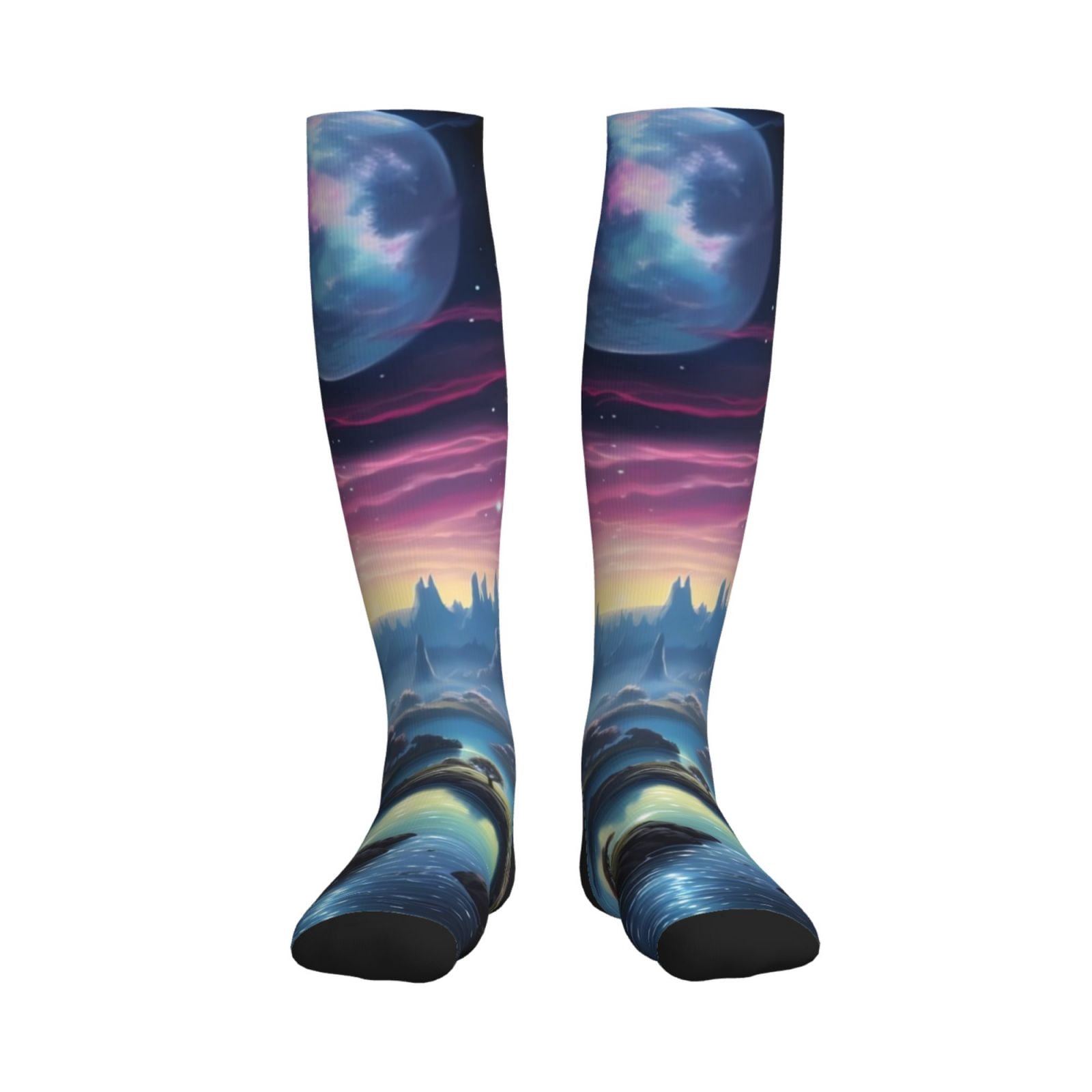 Bixox Fantasy Landscape Starry Night Print Compression Socks ...