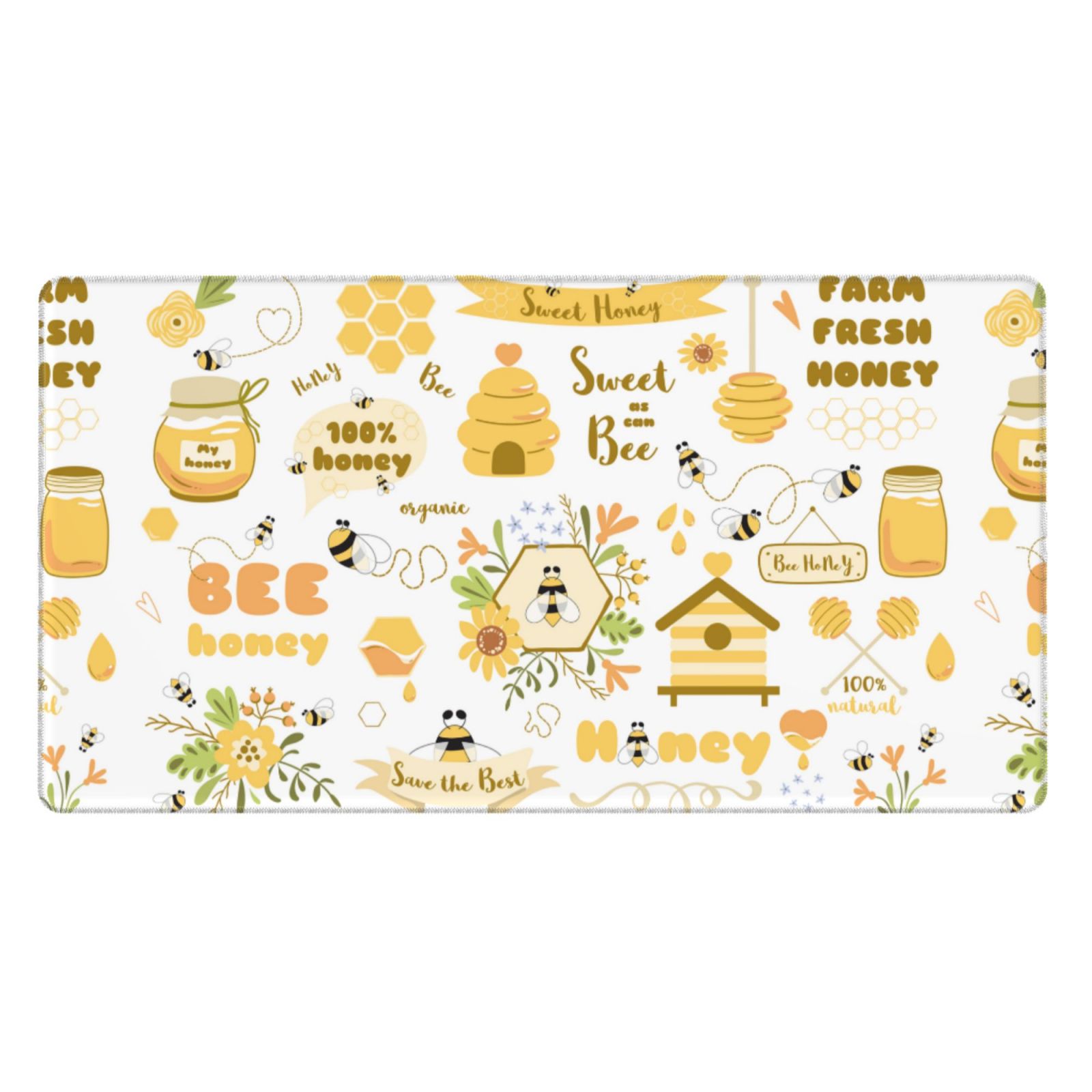 Bixox Farm Bee Cute Honey Pattern Gaming Mouse Pad with Stitched Edges ...