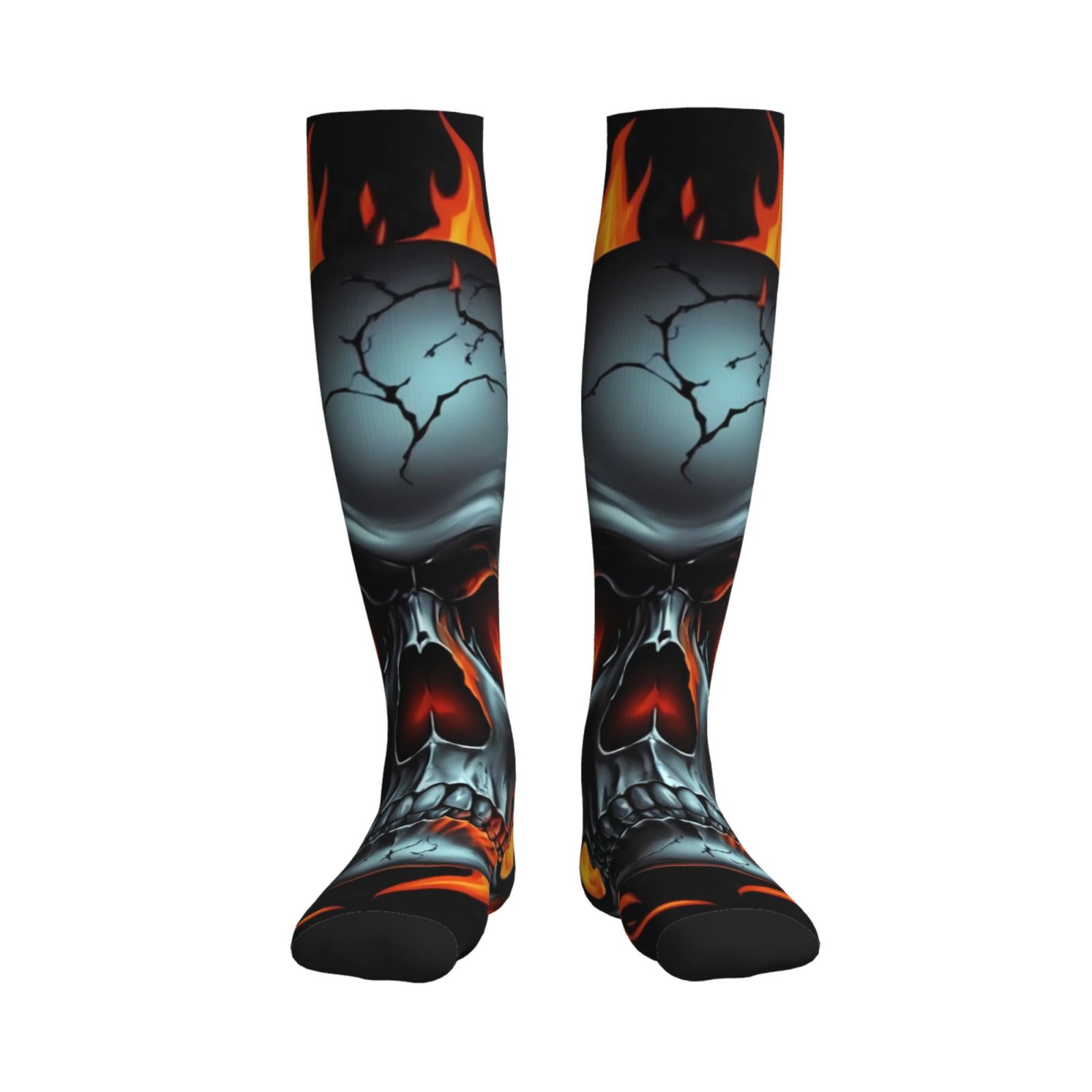 Bixox Flame Metal Skull Print Compression Socks,Compression Socks Women ...