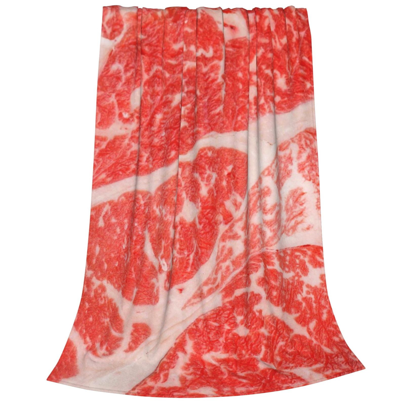 Bixox Fleece Blanket Beef Steaks Pattern Super Soft Double-Sided ...