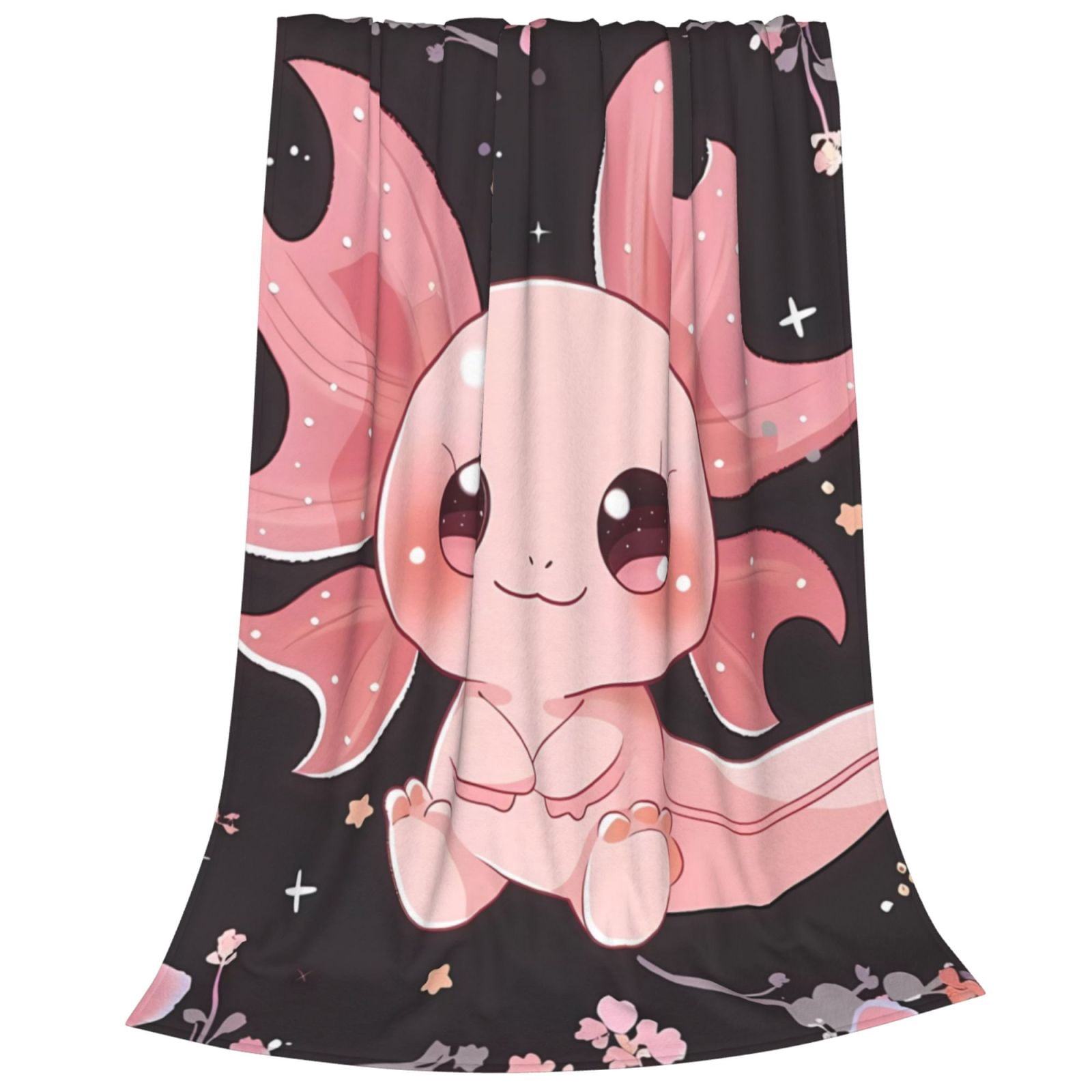 Bixox Fleece Blanket Chibi Axolotl Sakura Fantasy Pattern Super Soft ...