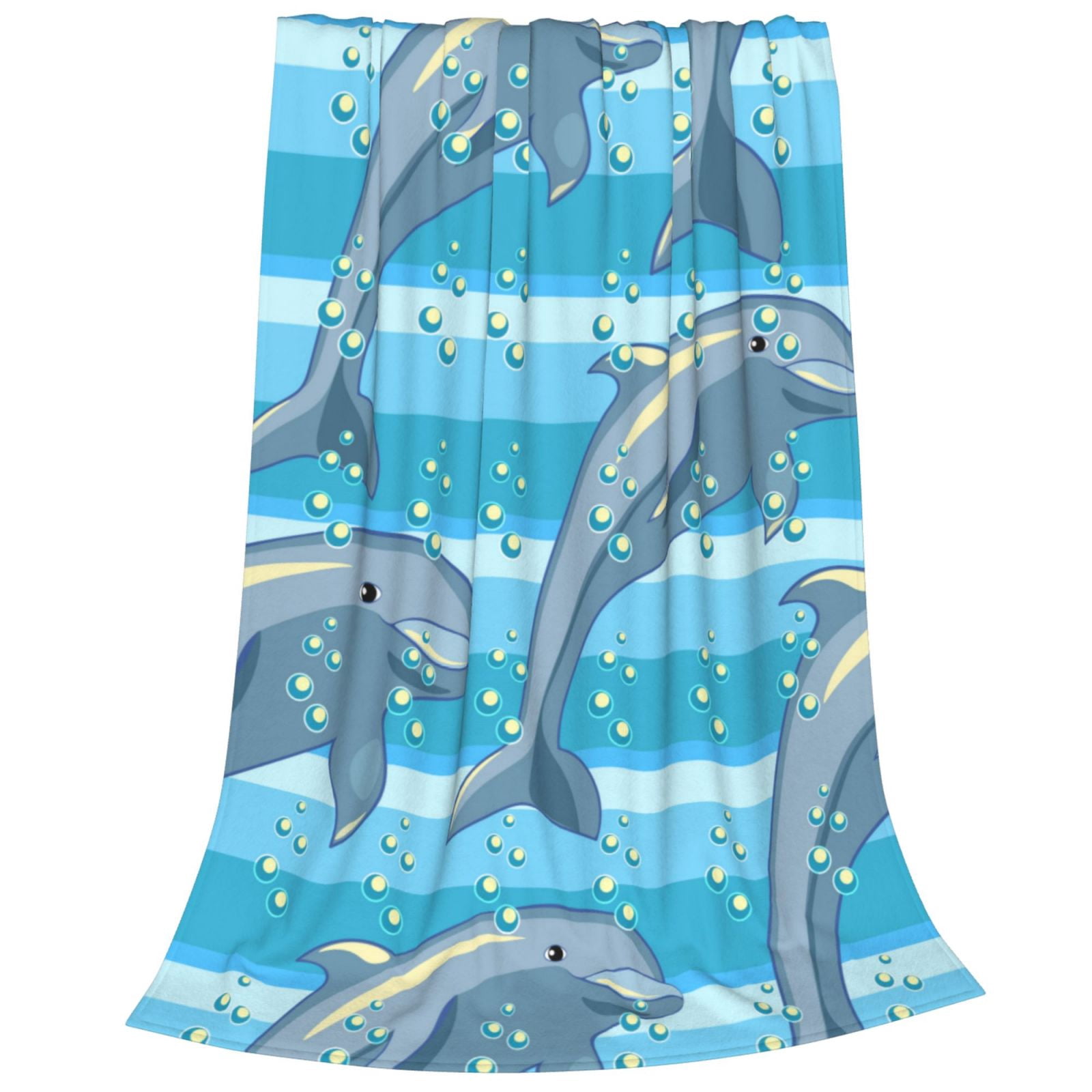Bixox Fleece Blanket Dolphin Pattern Super Soft Double-Sided Microfiber ...