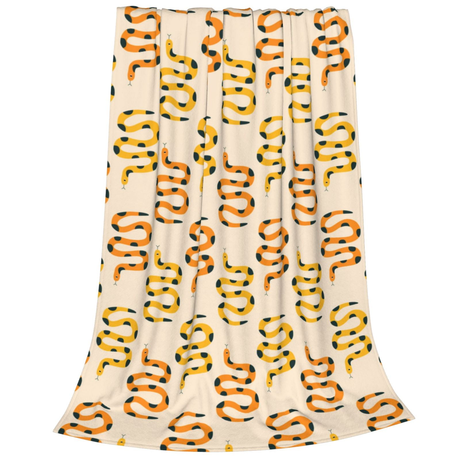 Bixox Fleece Blanket Hand Drawn Snake Pattern Super Soft Double-Sided ...