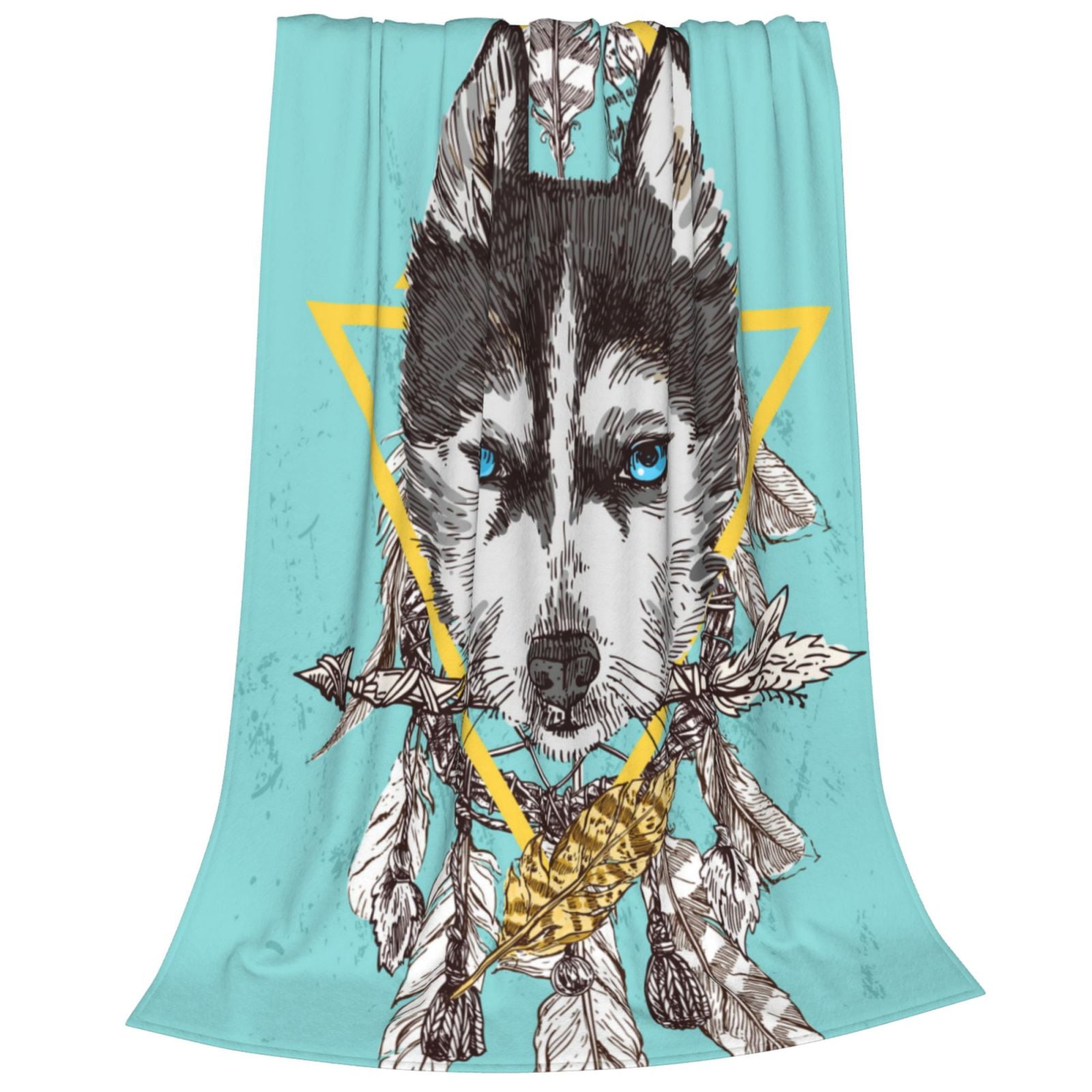 Bixox Fleece Blanket Husky With Dreamcatcher Pattern Super Soft Double ...