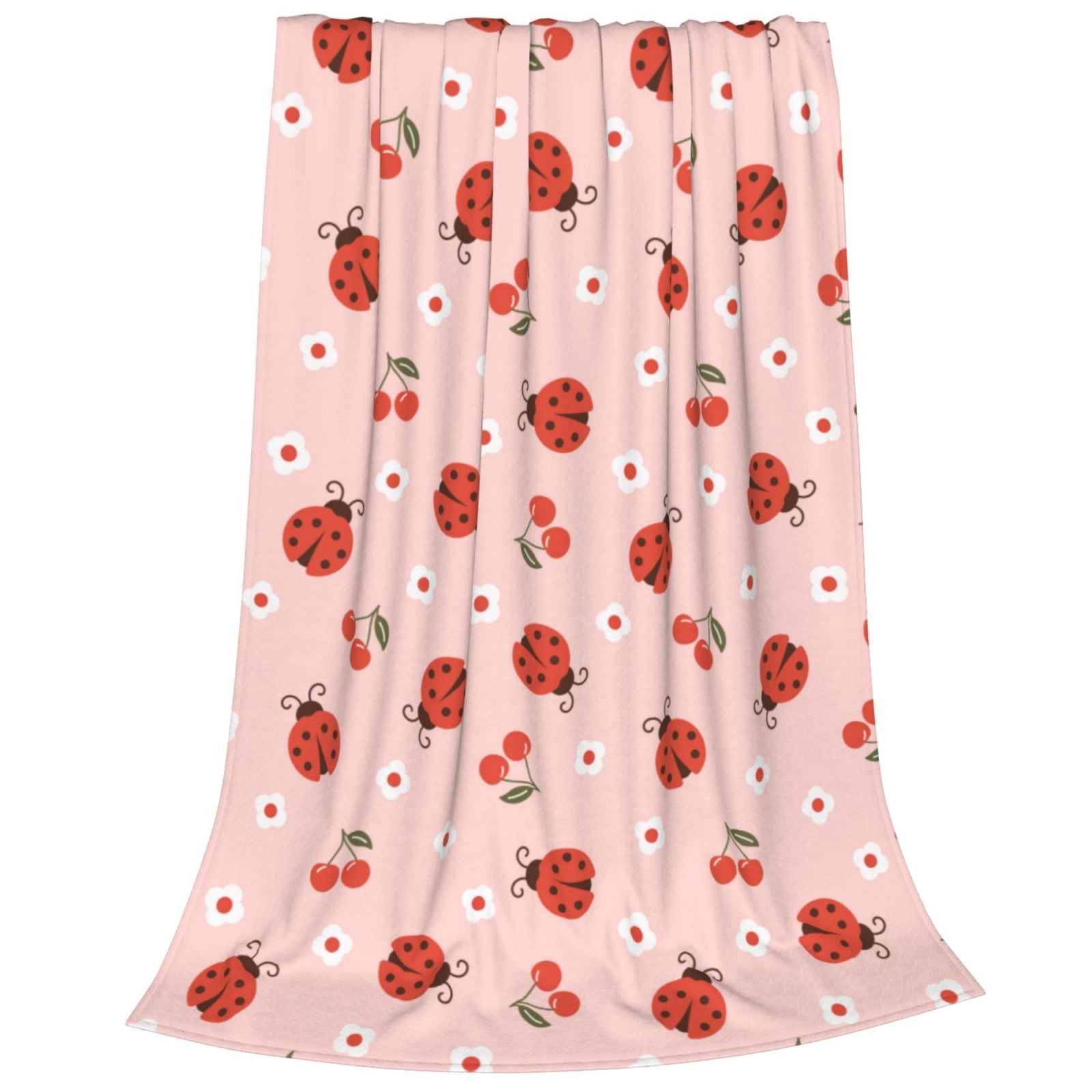 Bixox Fleece Blanket Ladybug With Flower Pattern Super Soft Double ...