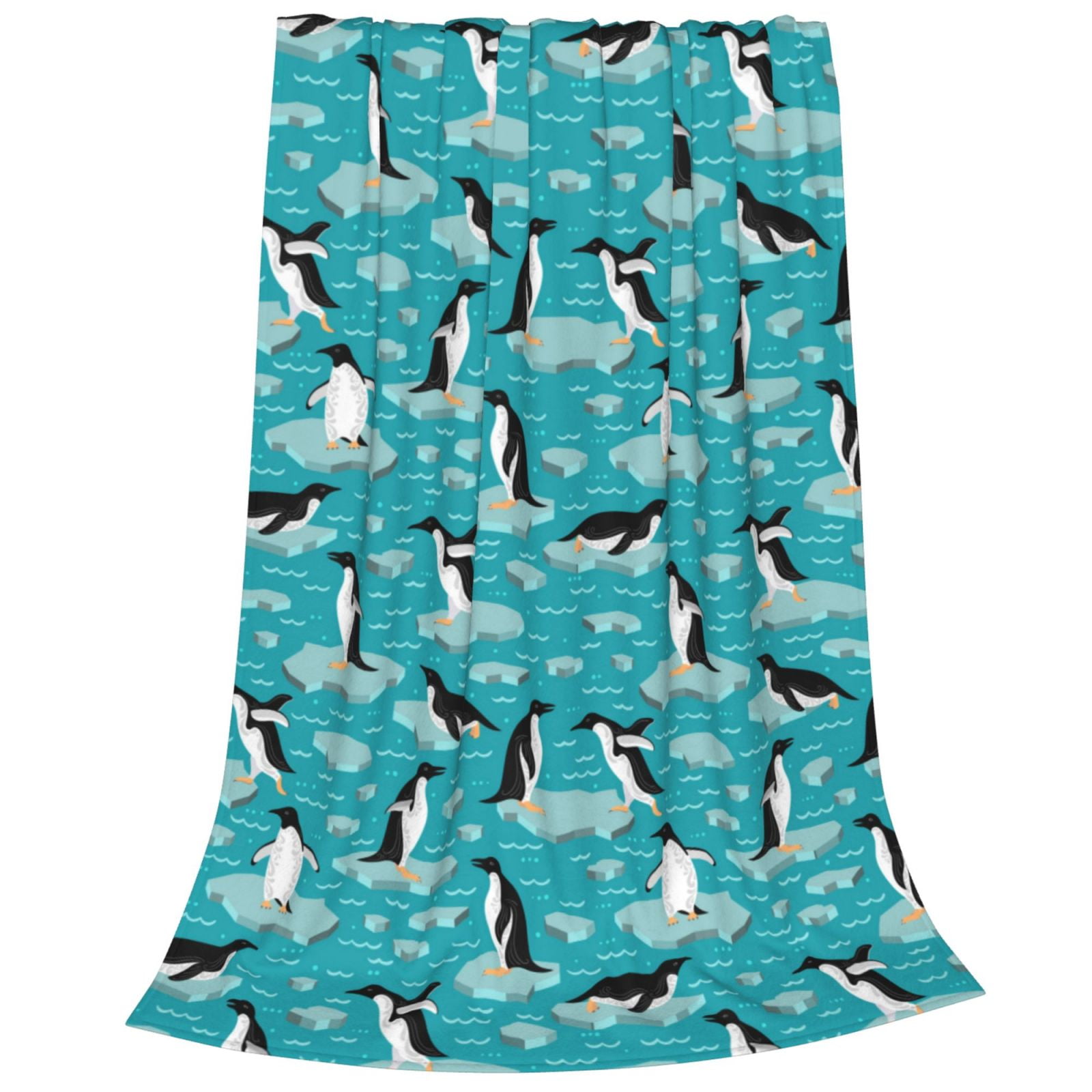 Bixox Fleece Blanket Penguins On The Ice In The Sea Pattern Super Soft ...