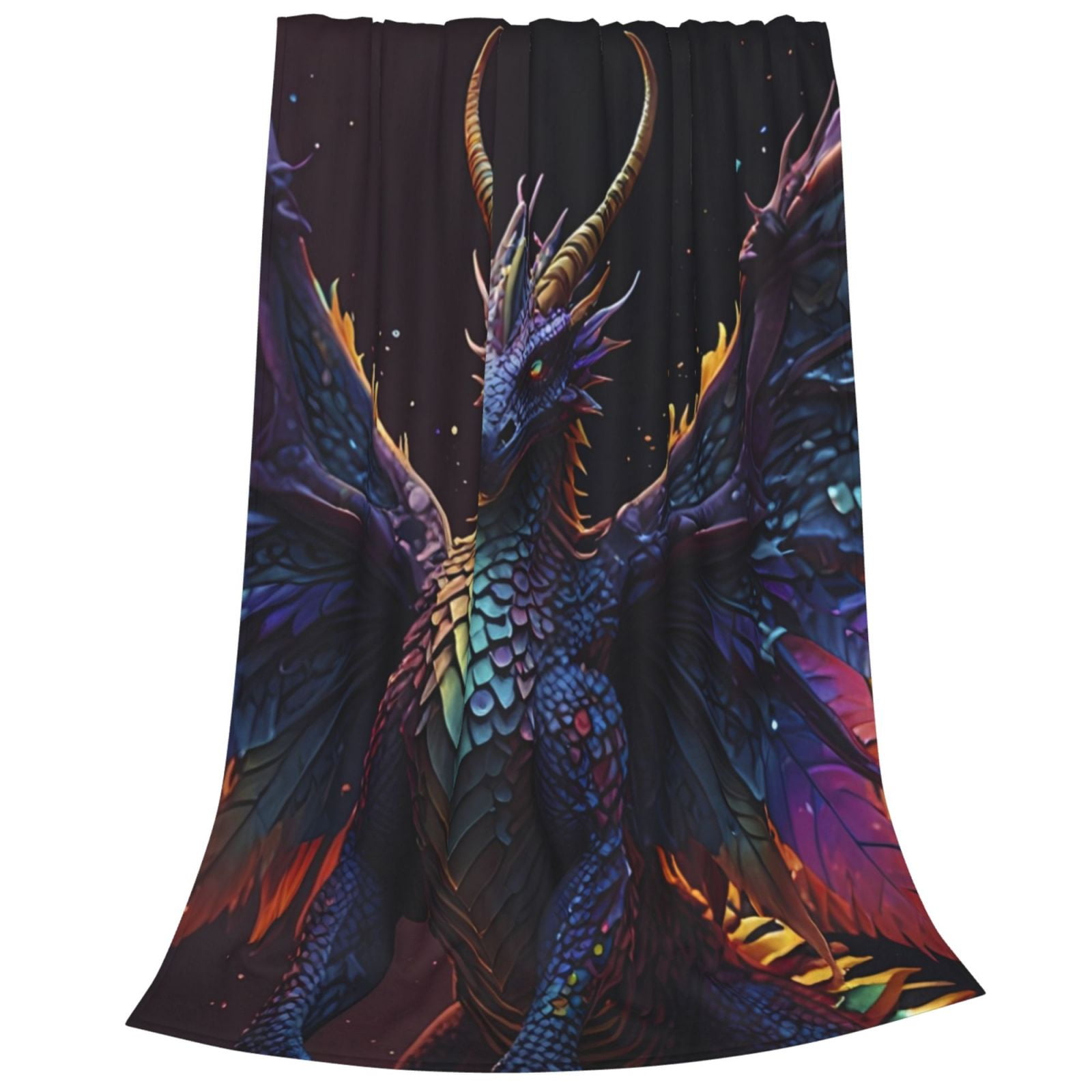 Bixox Fleece Blanket Rainbow Wings Majestic Dragon Pattern Super Soft ...