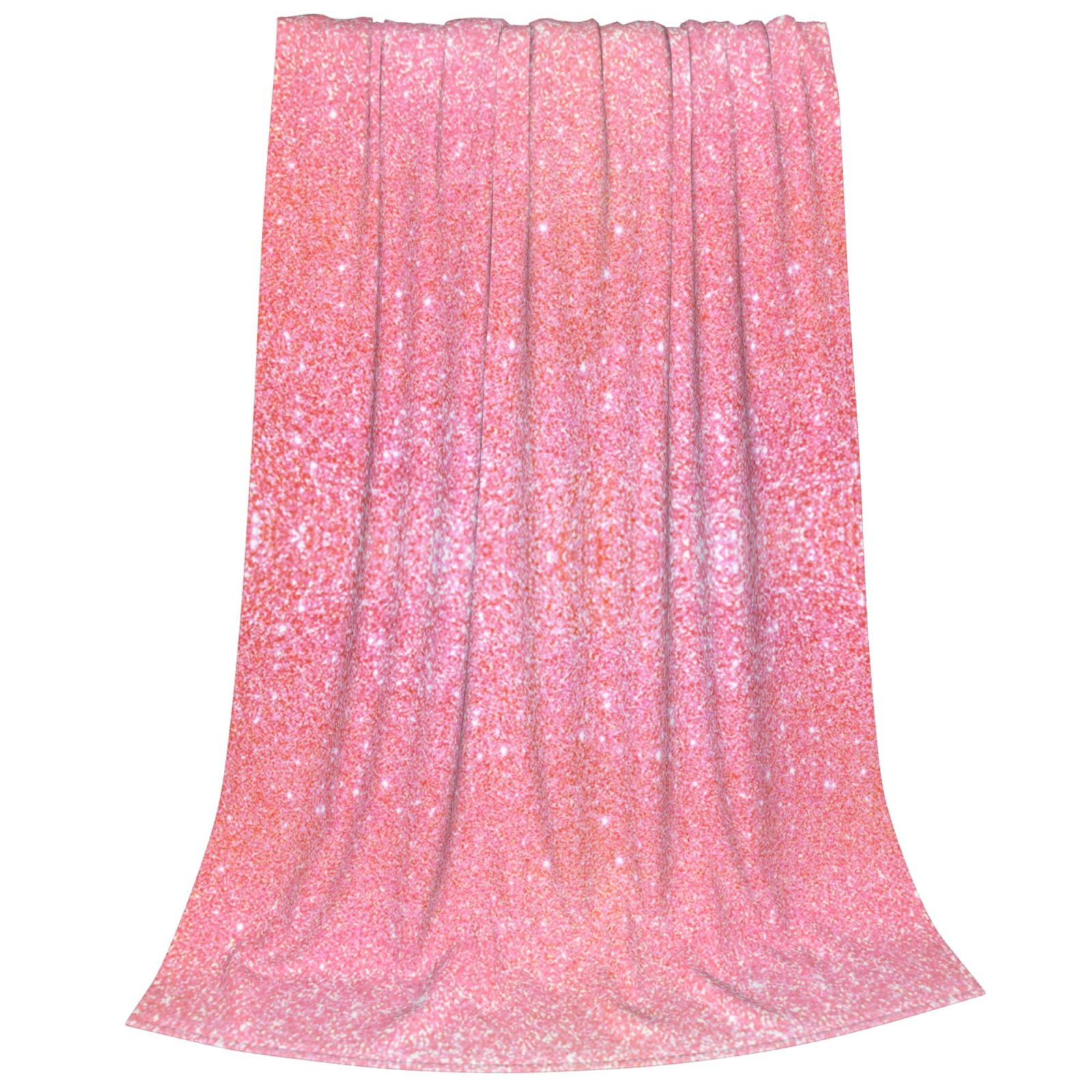 Bixox Fleece Blanket Sparkly Pink Glitter Pattern Super Soft Double ...